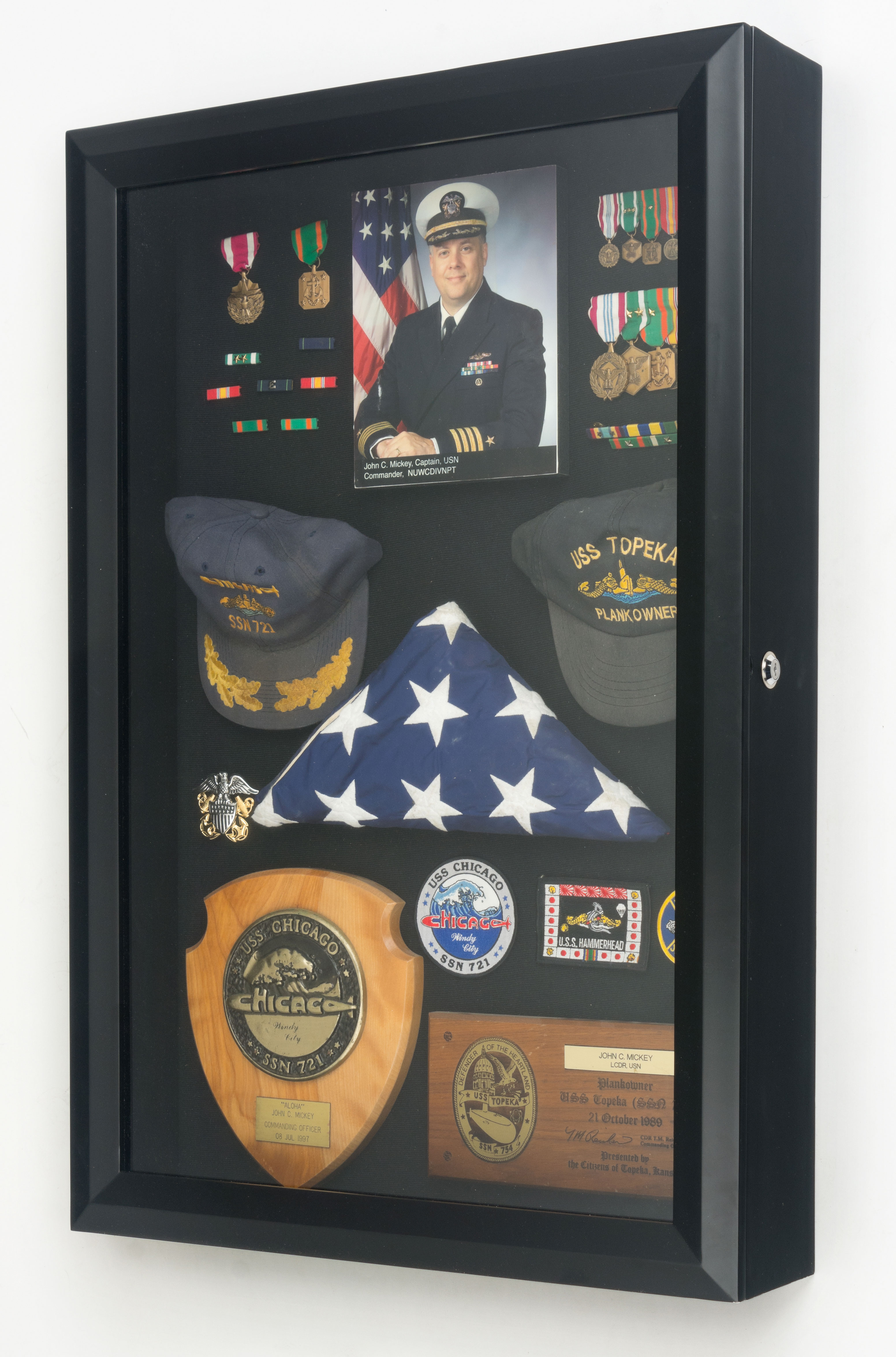 Military Shadow Box for Veteran’s Medals & Awards - Locking Swing Door ...