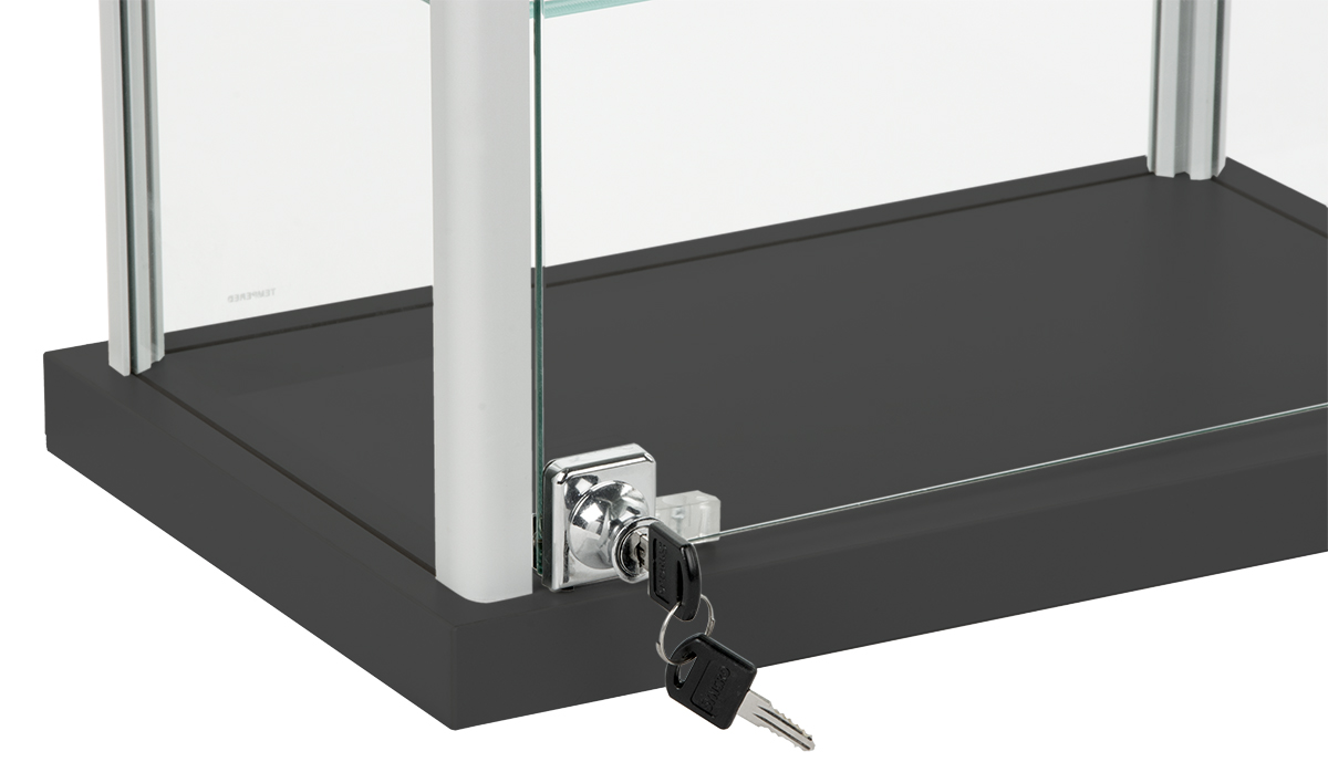 Small Glass Display Case | Adjustable Shelves & Locking Hinged Door ...