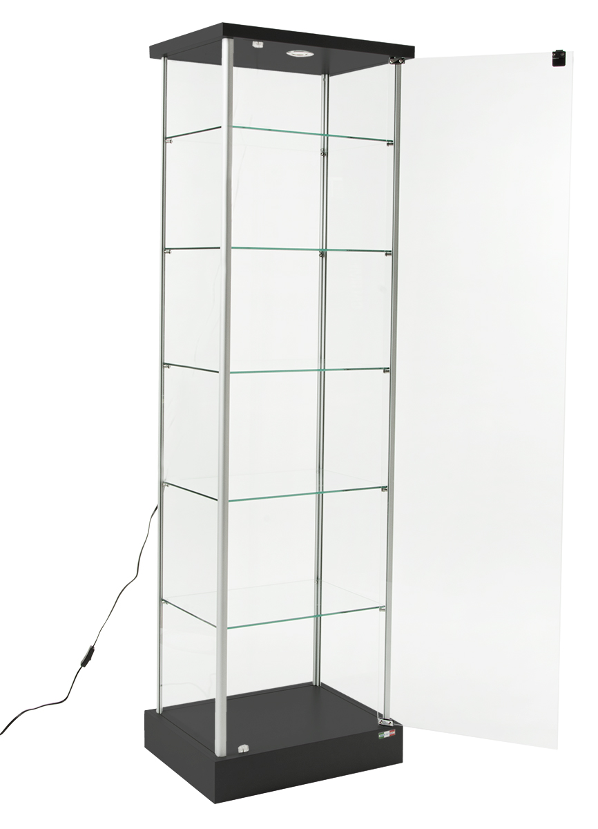 Glass Display Showcase | (1) Recessed LED Light & Adjustable Shelves ...
