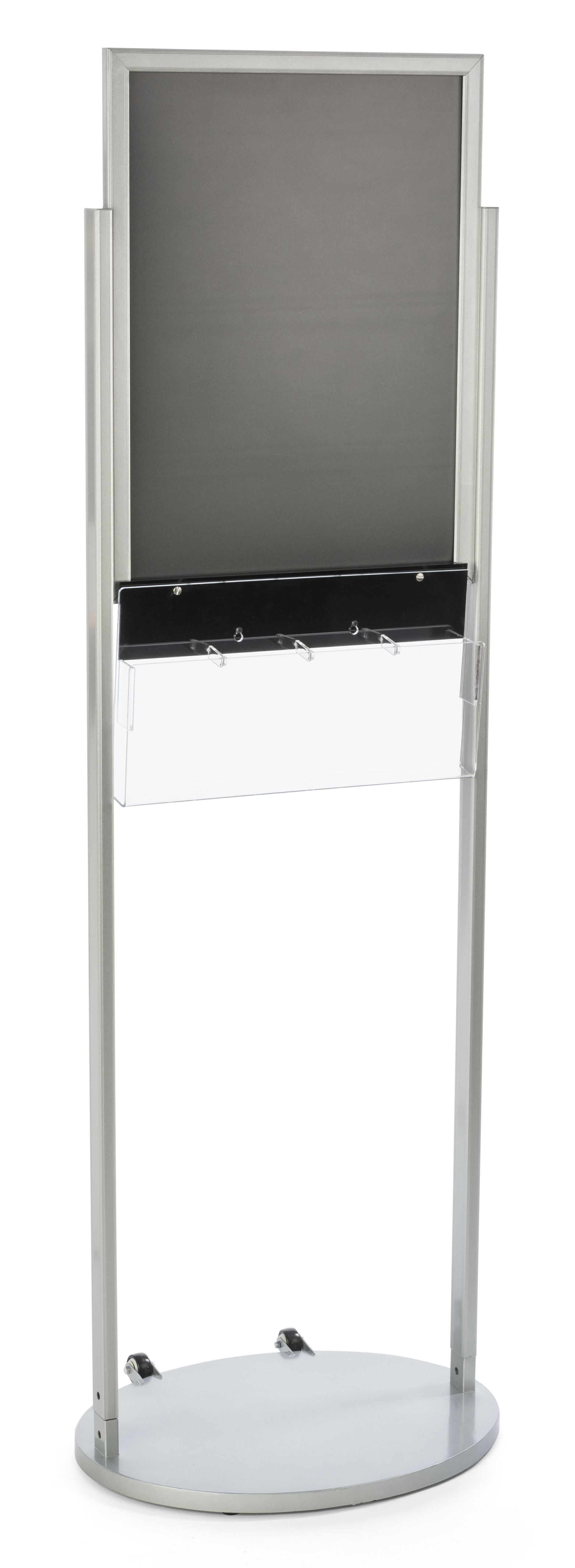 Silver 18 x 24 Wheeled Poster Display with 8 Flyer Pockets | Displays2Go