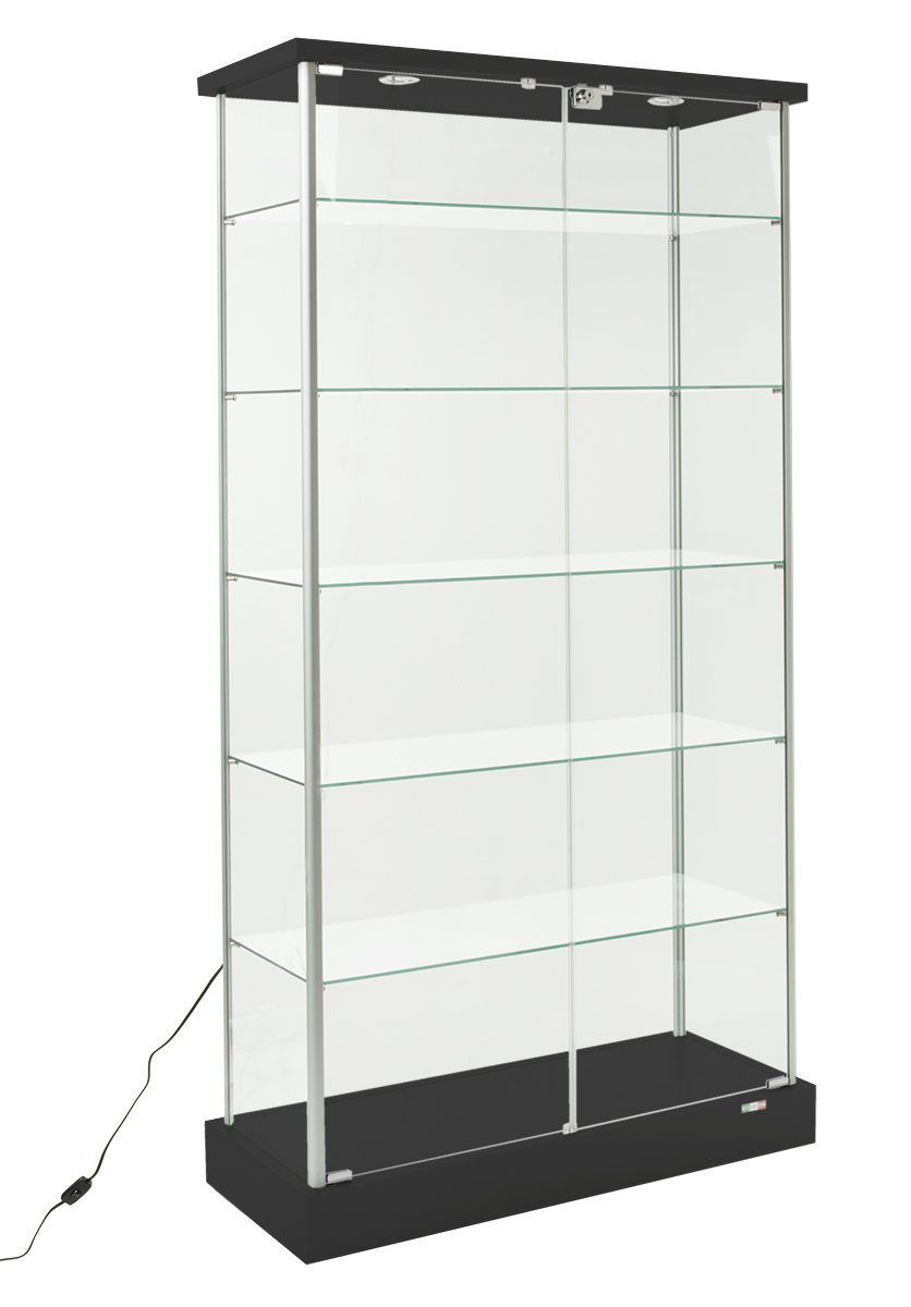 Glass Display Case | Black Canopy Top with (2) Recessed Lights ...