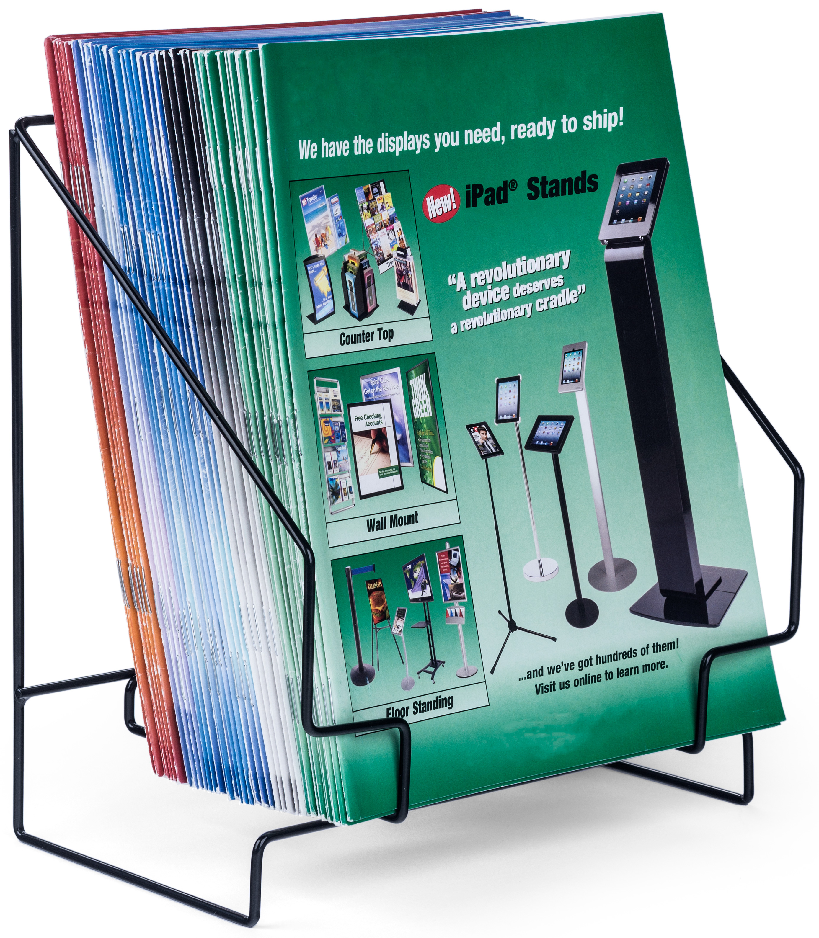 Black Magazine Rack | 6” Deep Pocket | Displays2Go