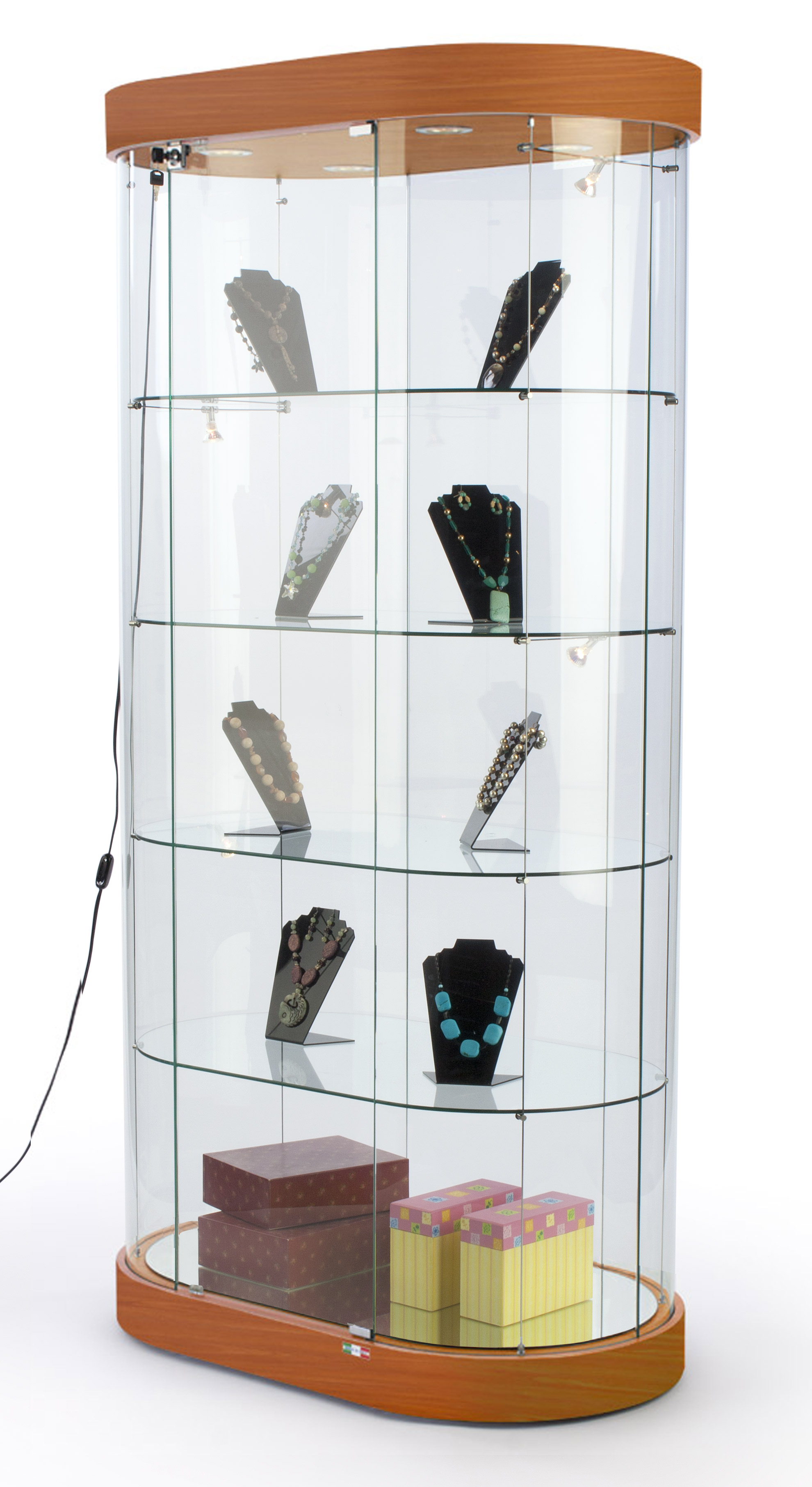 This Oval Glass Display Case is Frameless! Buy Store Fixtures and Cash ...