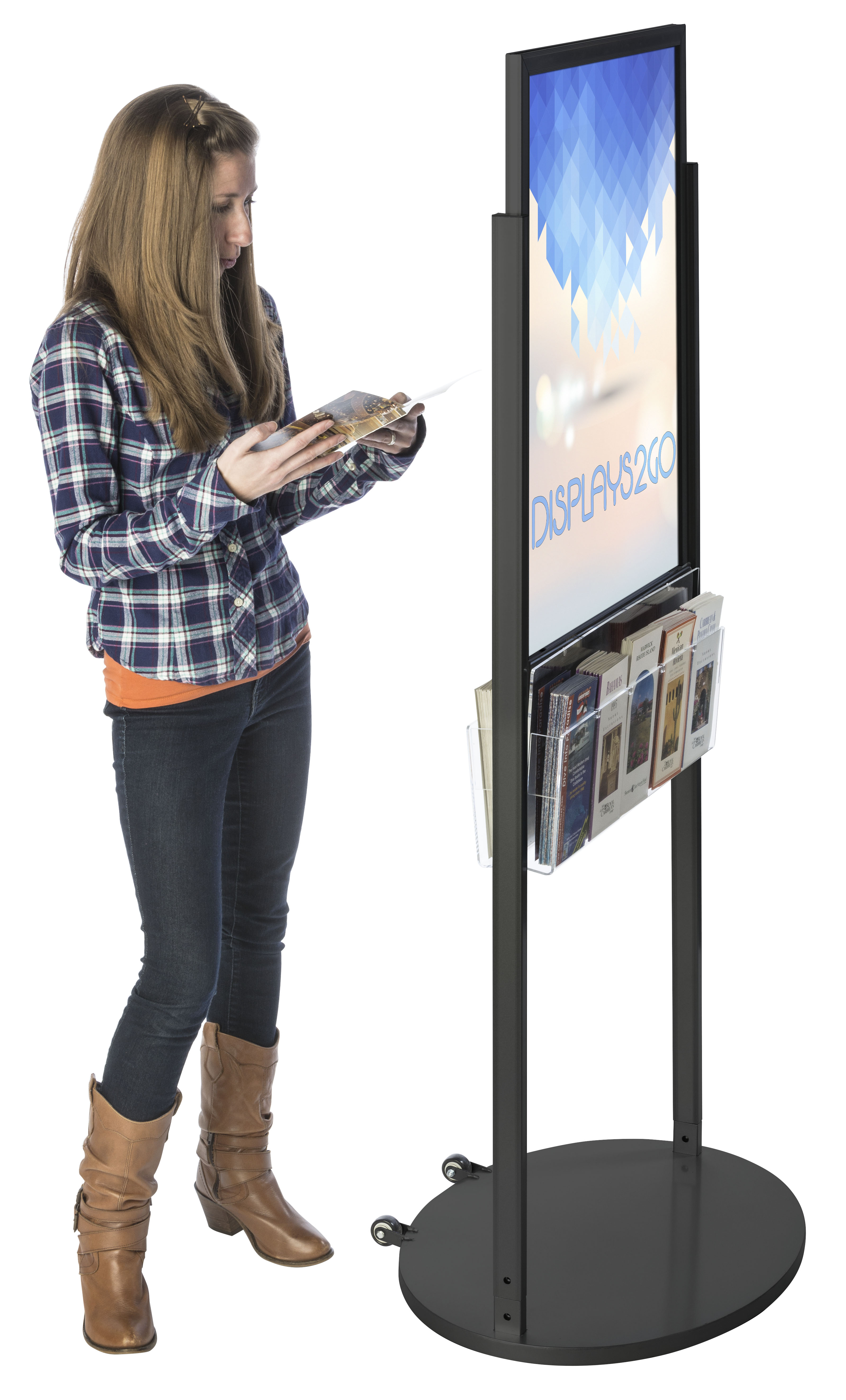 Black 22 X 28 Mobile Poster Display w/ 10 Literature Pockets | Displays2Go