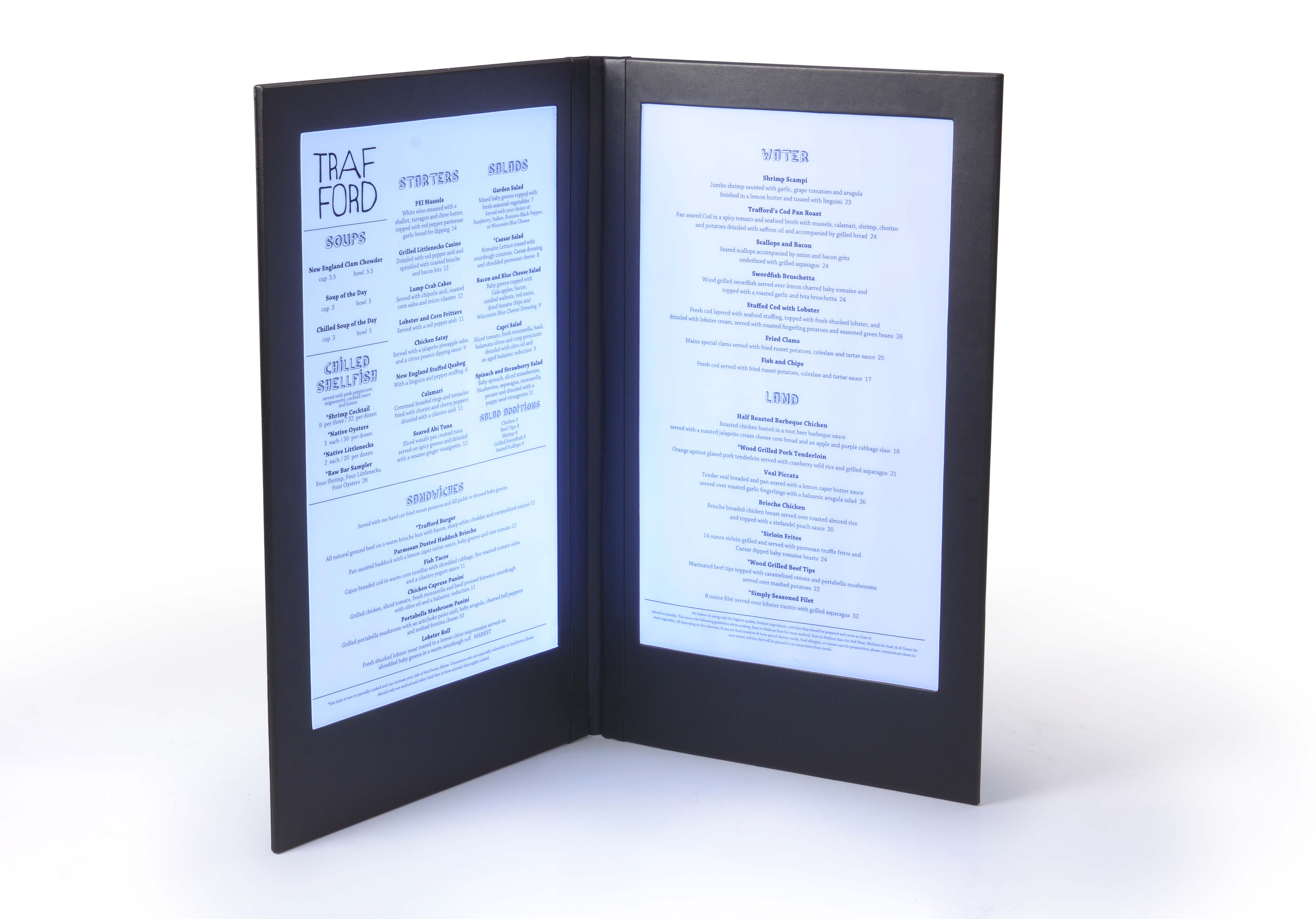 Back Lit Menu | Display for 2 Menu Sheets | Displays2Go