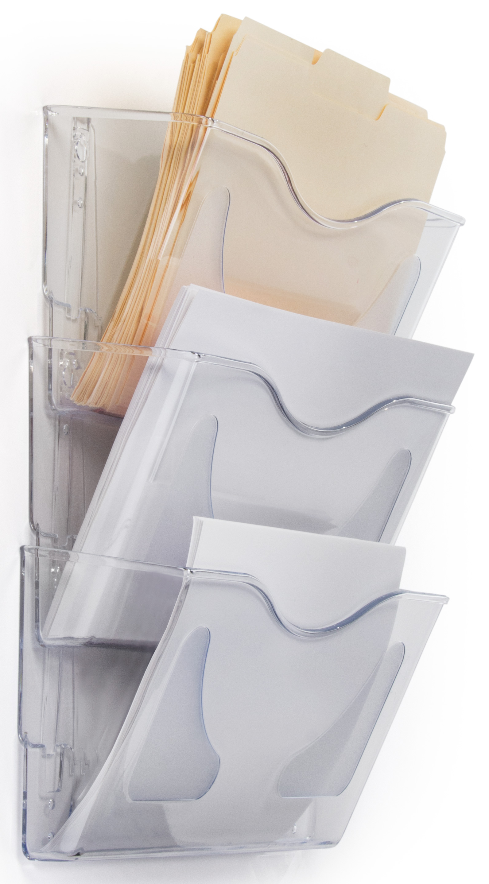 Clear Wall File Holder | 3 Pockets for Stacking | Displays2Go