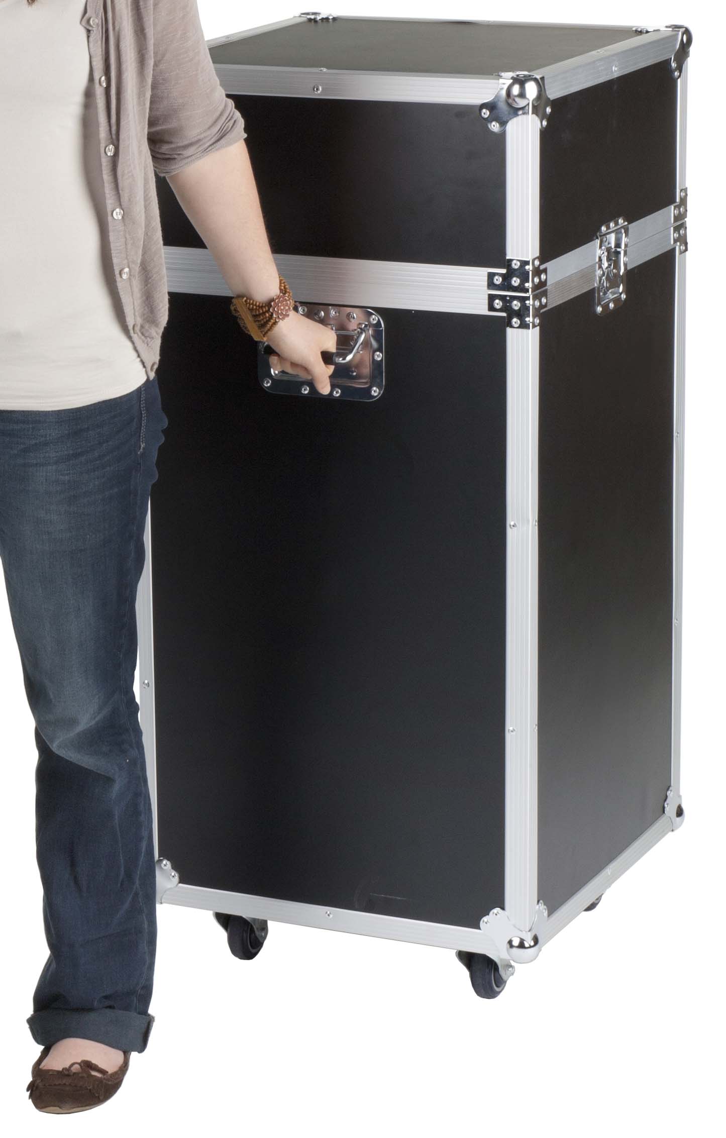 Portable Trade Show Display Case | Black Showcase with 6 LED Lights ...