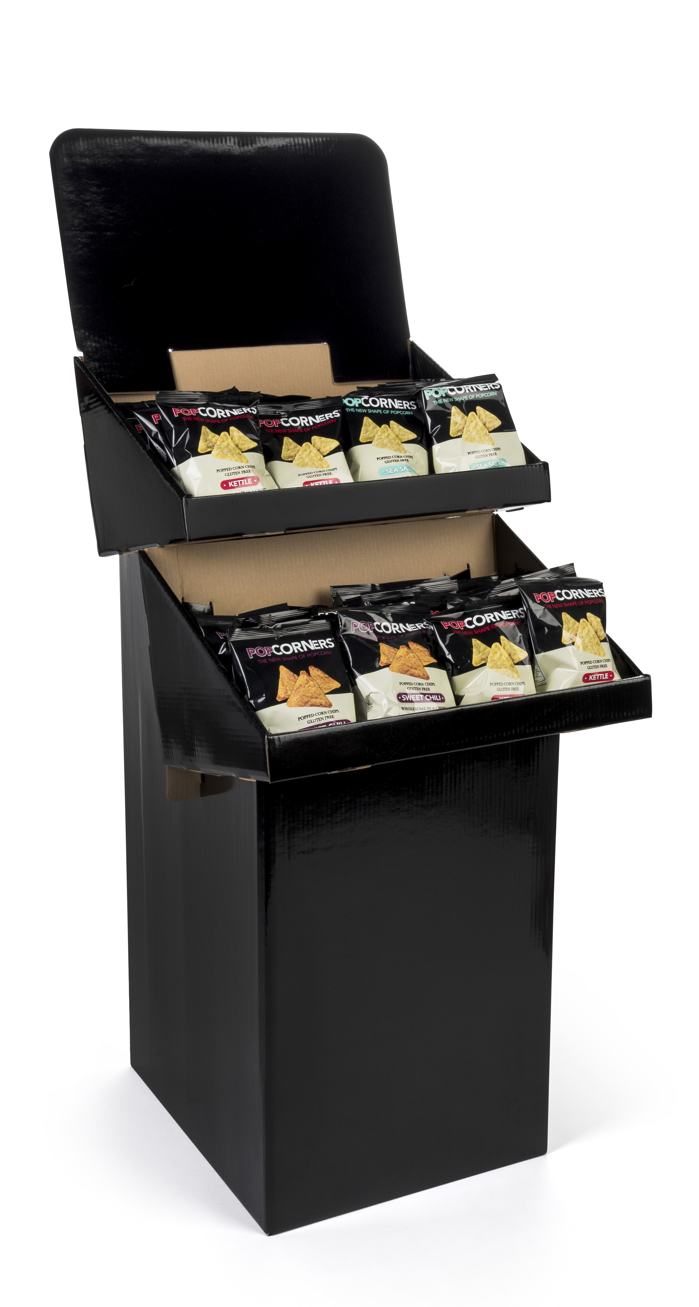 (2) Tier Display Bin - Black Corrugated Cardboard | Displays2Go