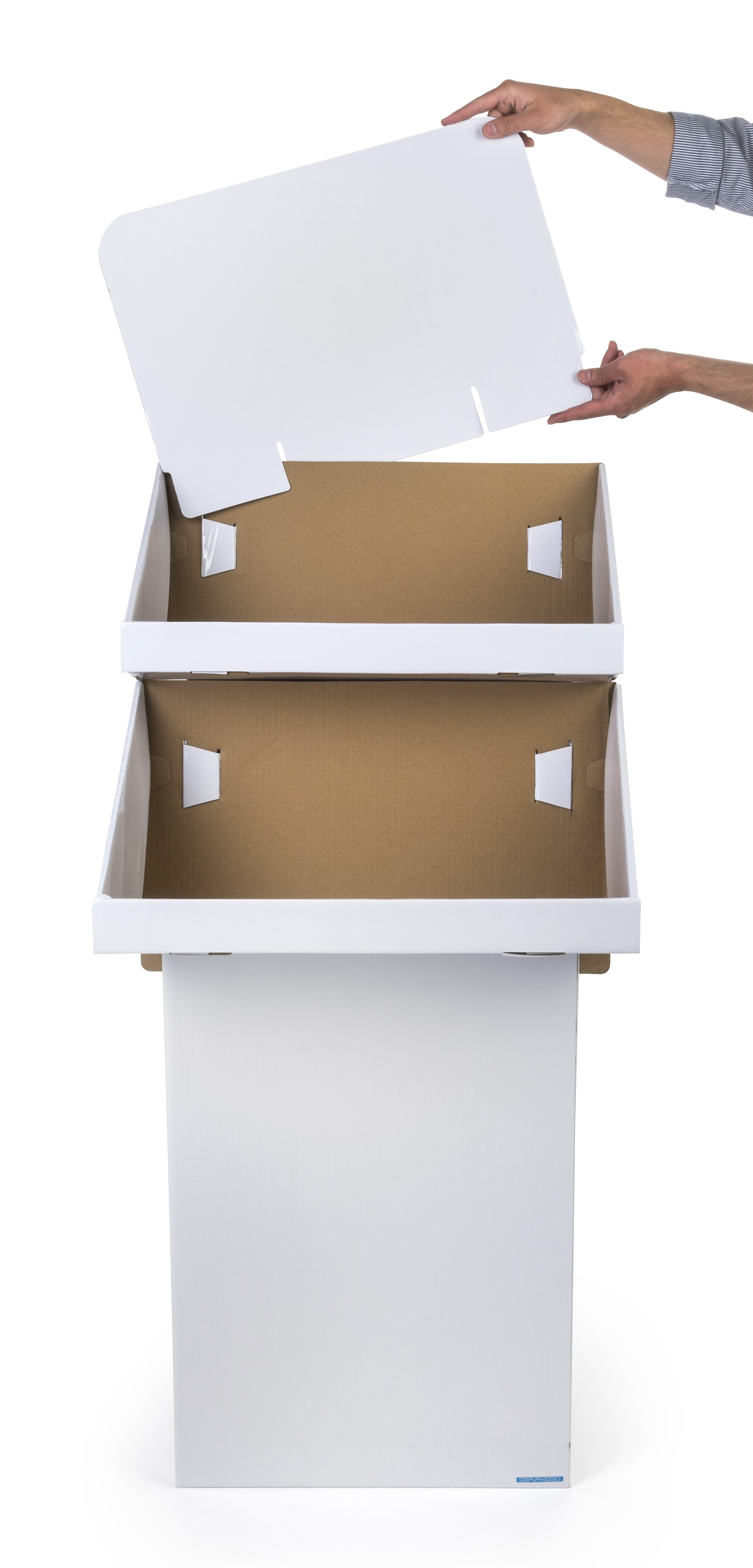 (2) Tier Corrugated Cardboard Display | White Merchandising Stand ...