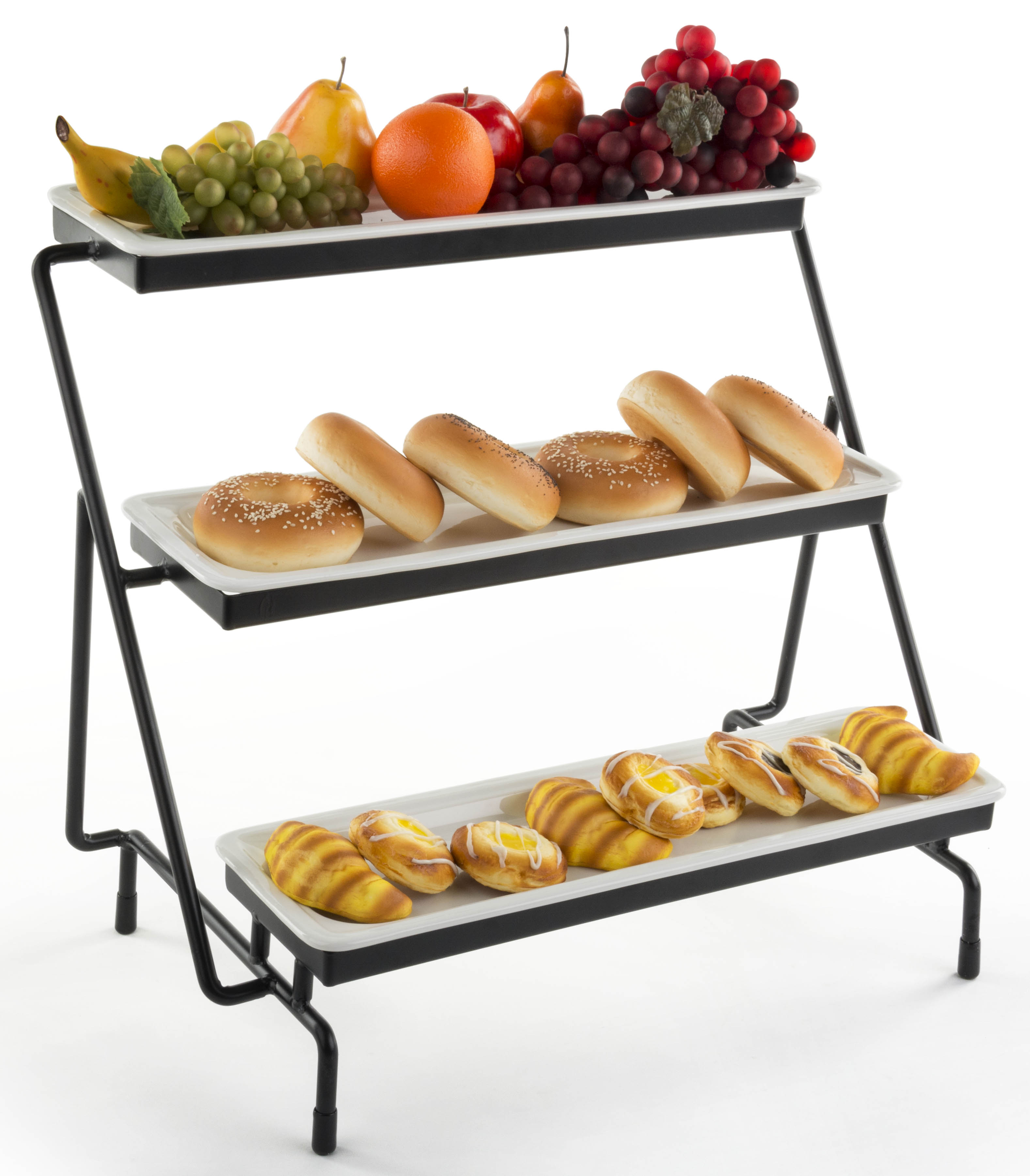 3 Tier Buffet Server | Includes 3 Porcelain Dishes | Displays2Go