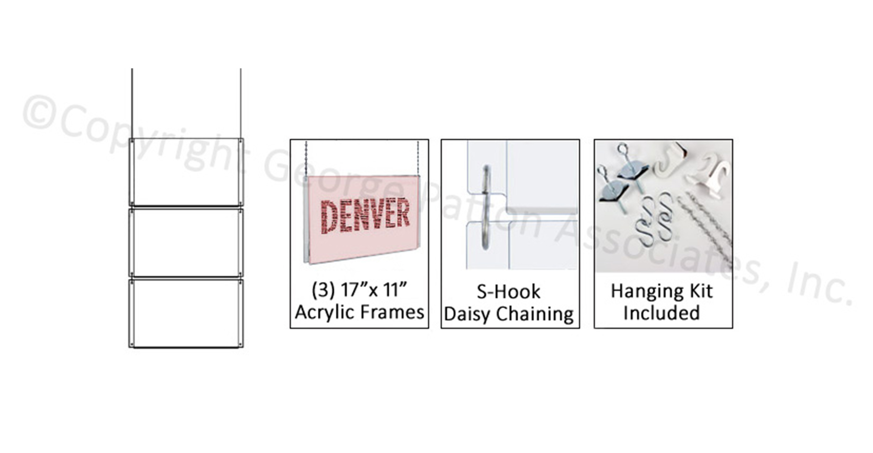Hanging Sign Frame - 17 x 11 3 Piece Poster Set | Displays2Go