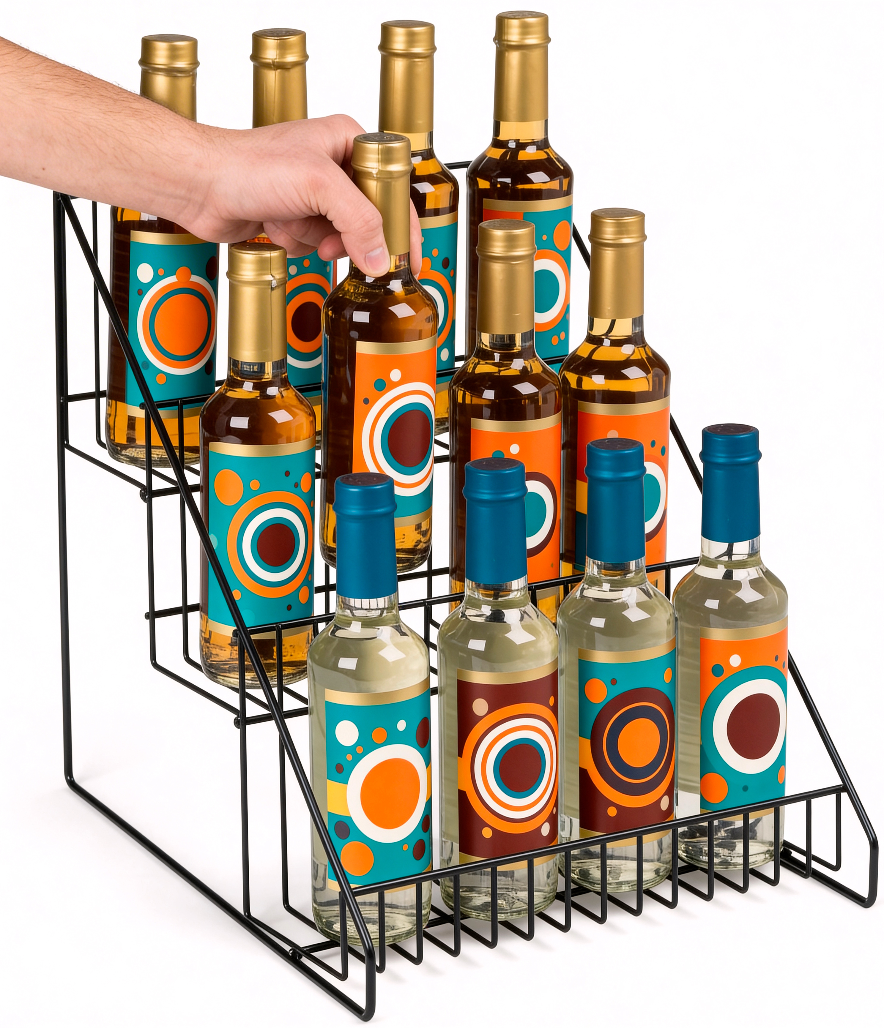 3 Tier Wire Countertop Rack | Angled, Open Space Shelves | Displays2Go
