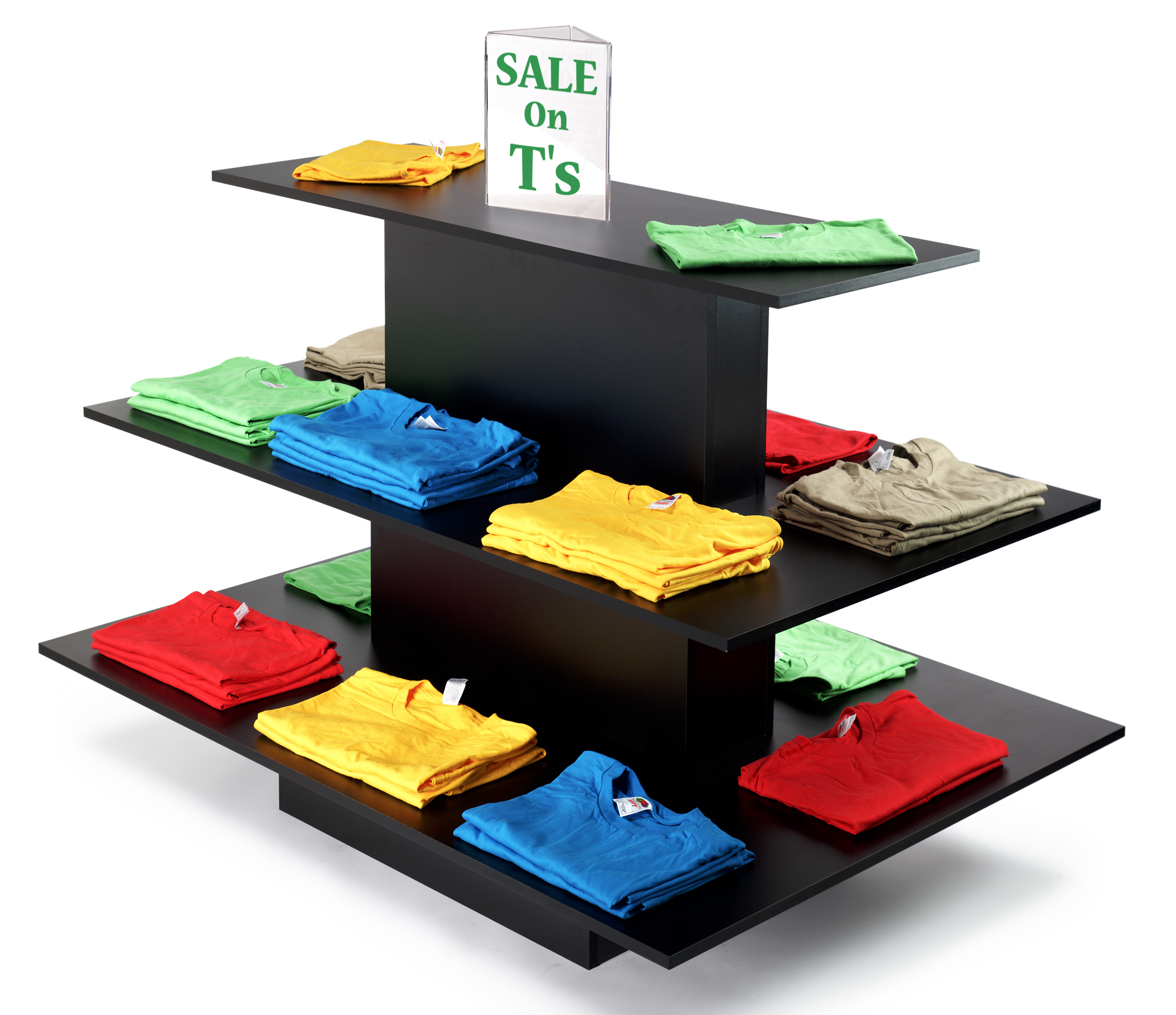 Retail Display Table in Black with 3 Individual Levels | Displays2Go