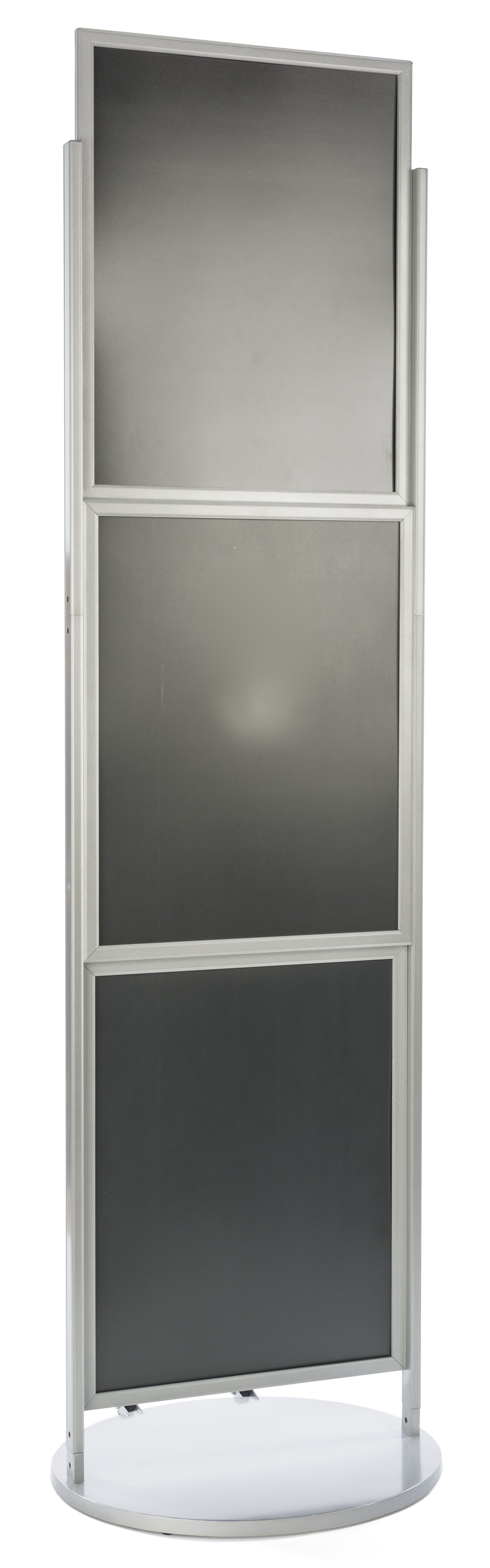 Silver Triple 22 x 28 Mobile Graphic Stand with 2 Rear Wheels