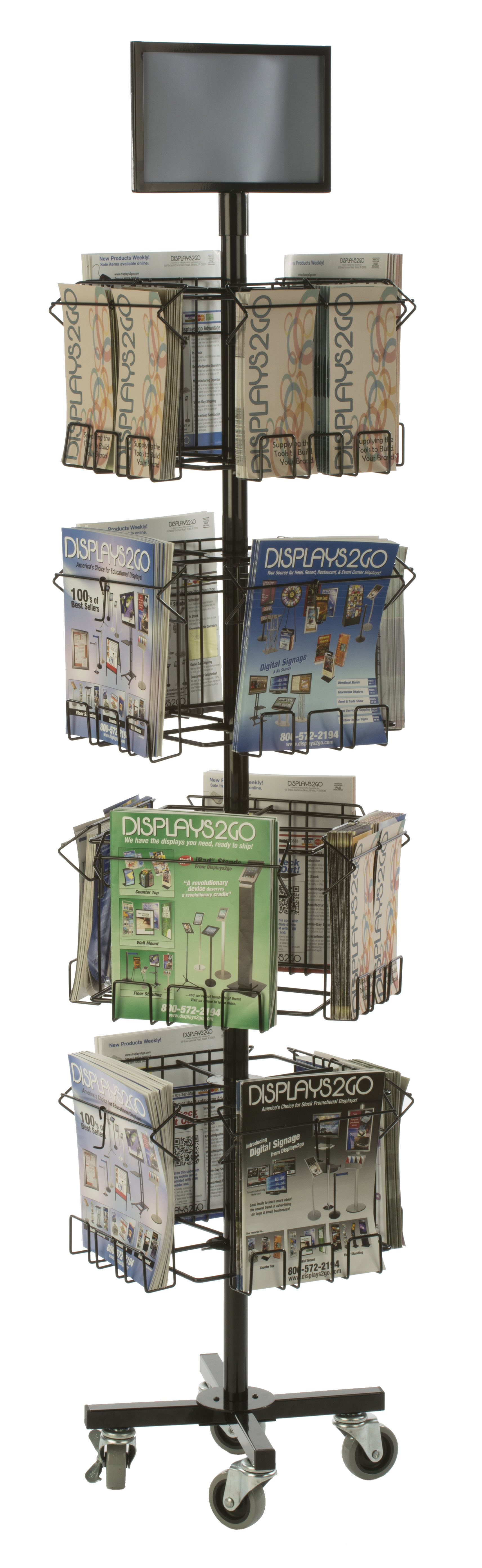 Standalone Literature Carousel | 4 Sided Rotating Compartments ...