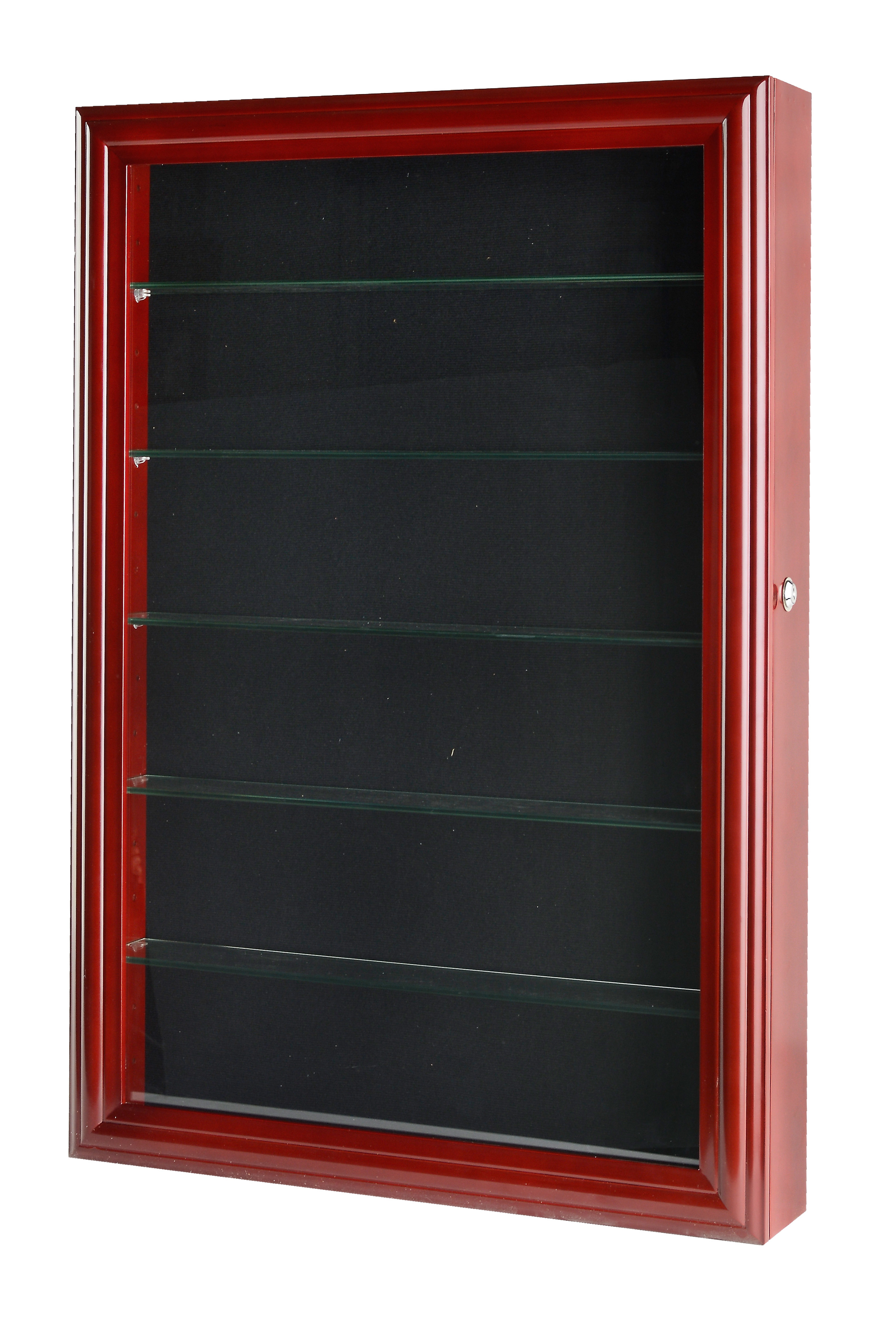 Modern Shadow Box | (5) Tempered Glass Shelves & Cherry Finish ...