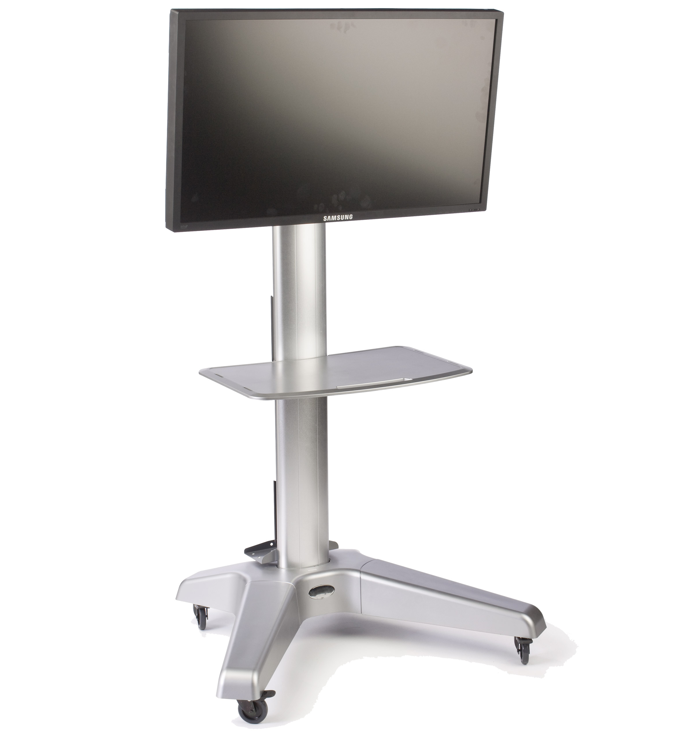 This Mobile Flat Screen Stand with Mount has a 26" Optional Shelf ...