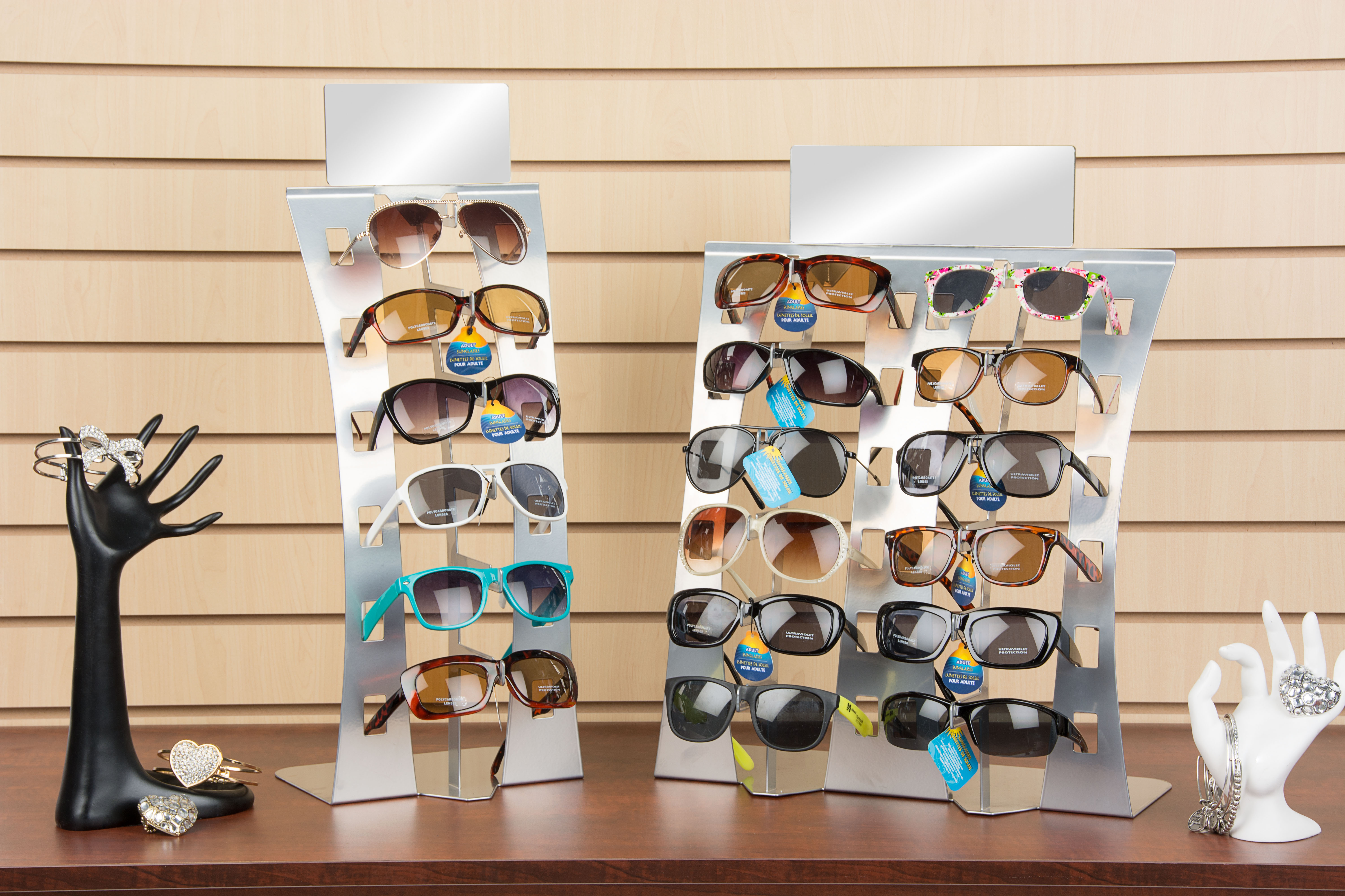 Sunglass Display Rack | Silver Countertop Holder for (12) Pairs ...