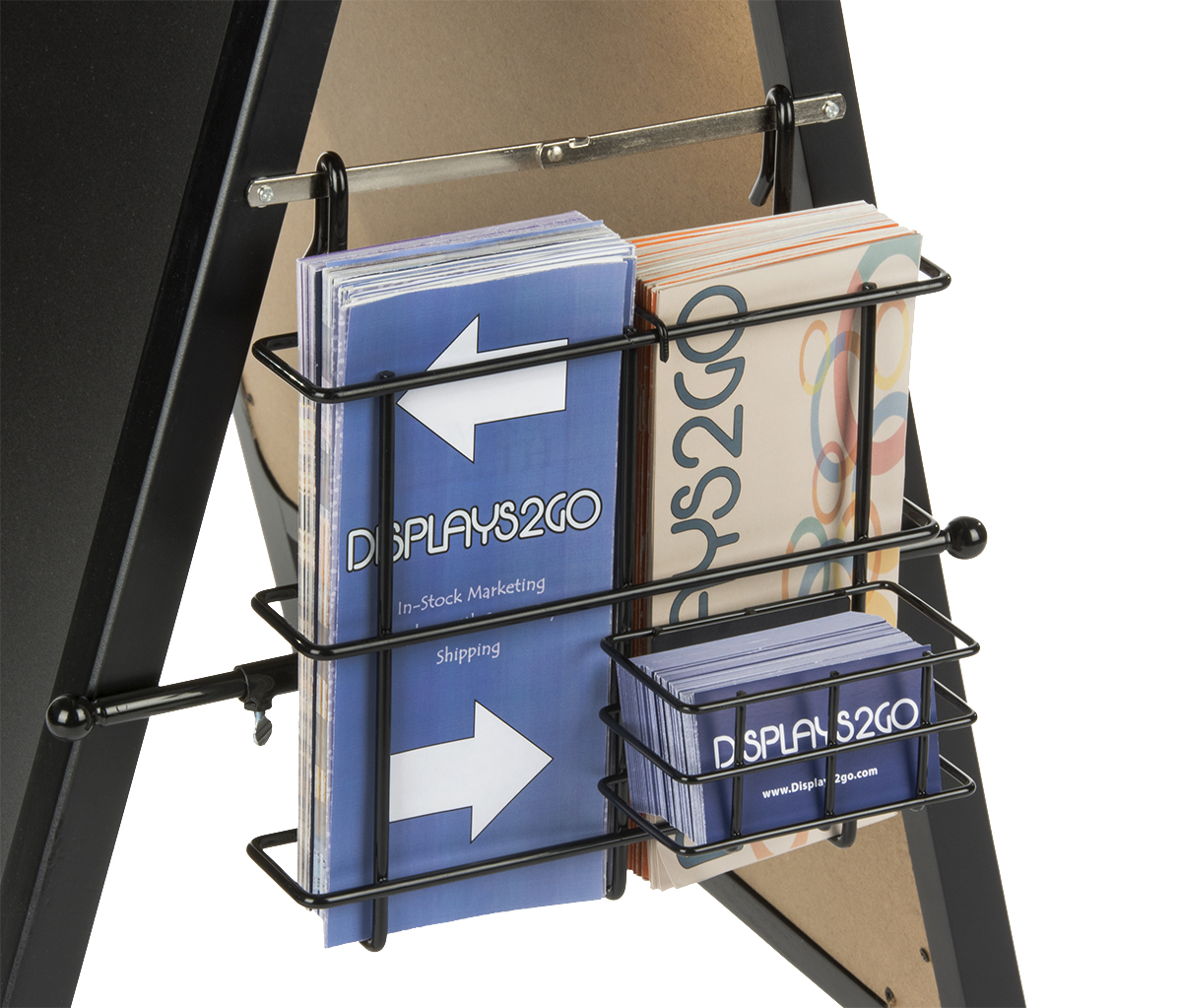 Black Wire Literature Pocket For A-Frame | With Card Holder | Displays2Go