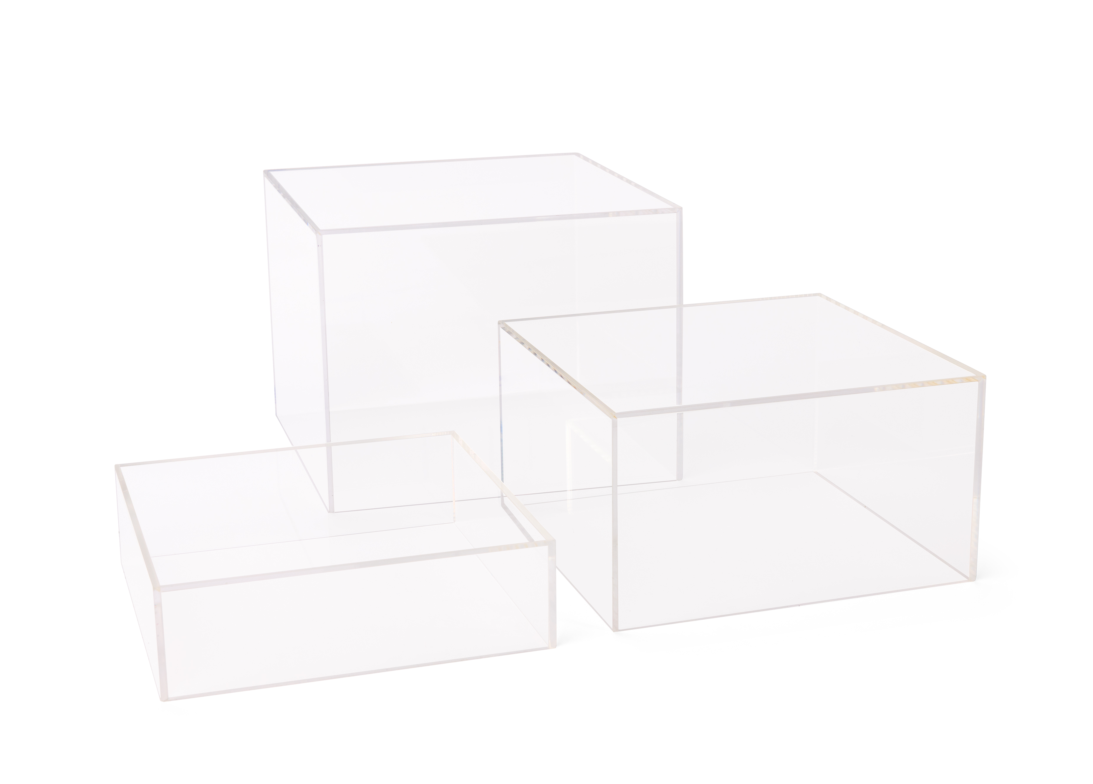 Clear Acrylic Cubes | Set of 3 Product Risers | Displays2Go
