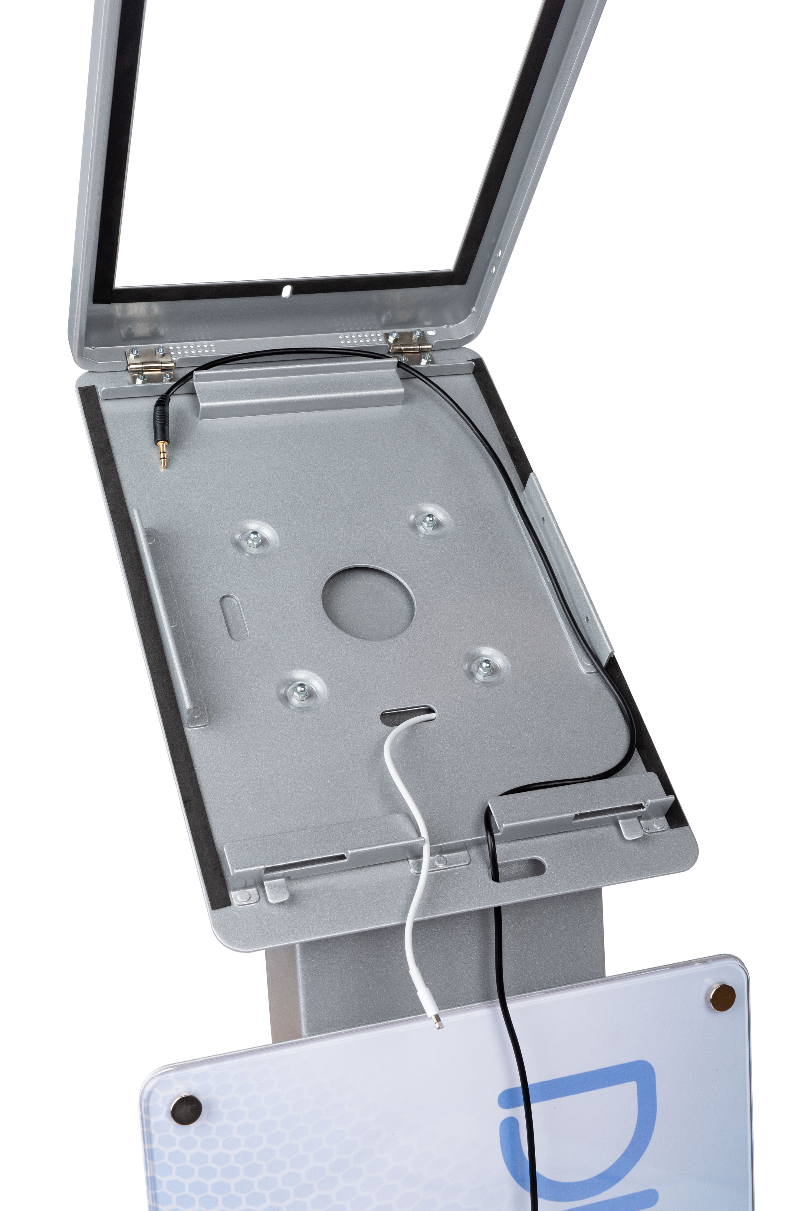 iPad Stand with Banner | Cable Management & Concealed Power Strip ...