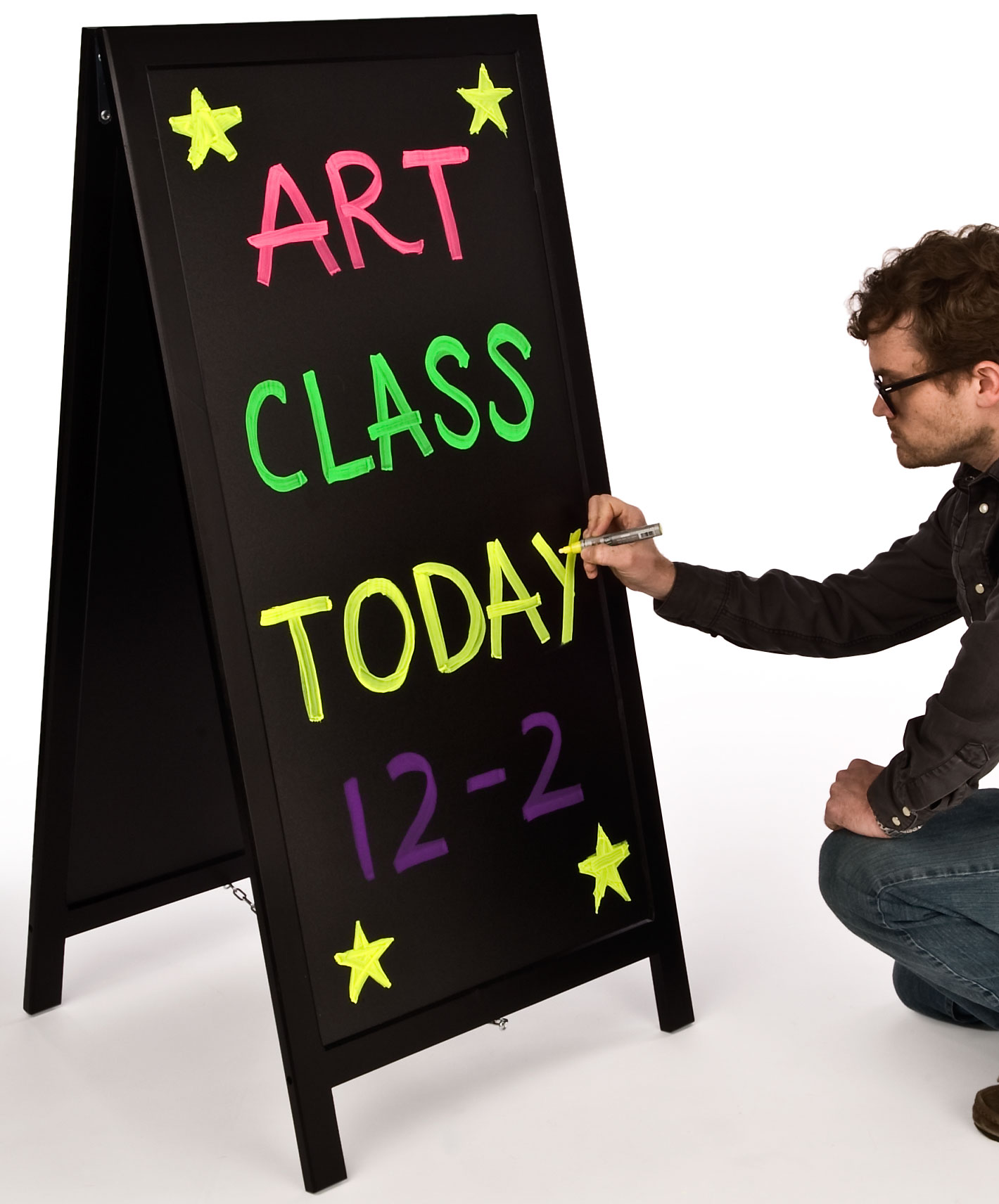 Write-On A-Frame | Black Wood Frame - Double Sided | Displays2Go