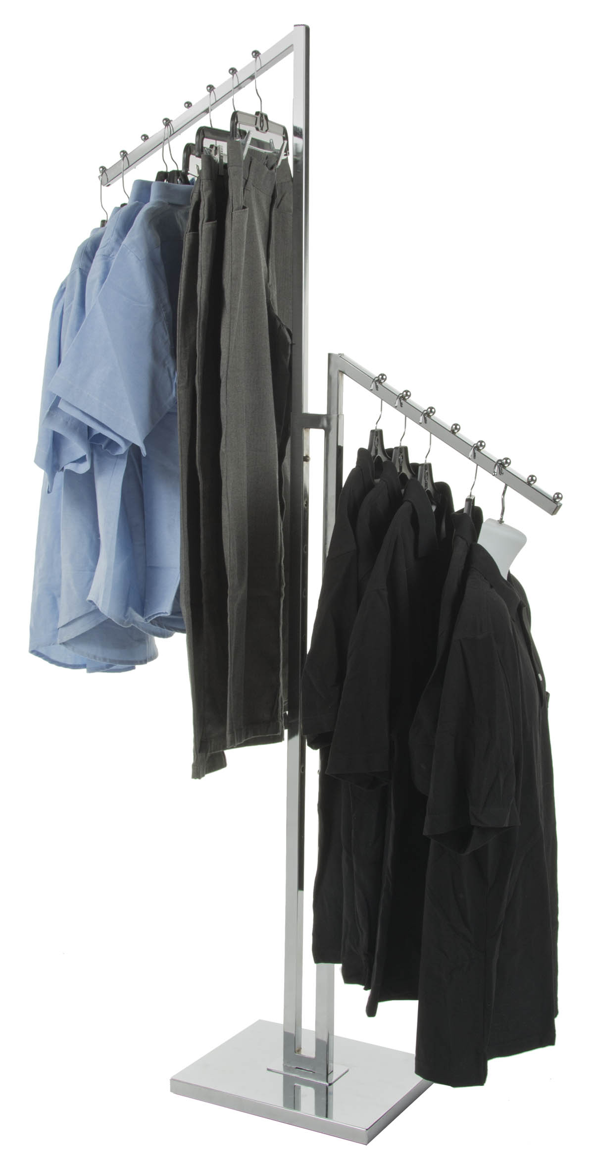 Waterfall Clothing Rack | Chrome Two-Way Stand with Slanted Arms ...