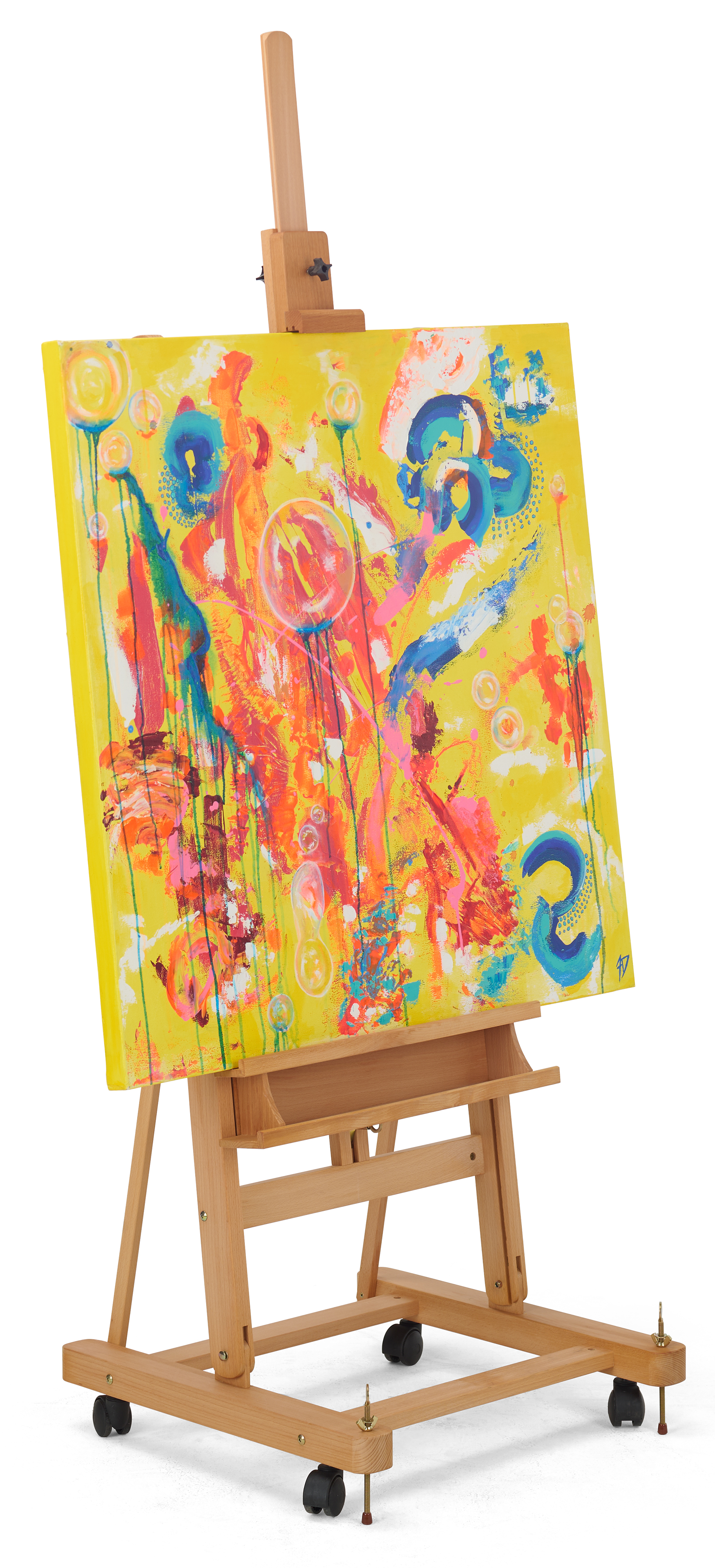Wood Canvas Easel | Includes Wheels & Height Adjustability | Displays2Go