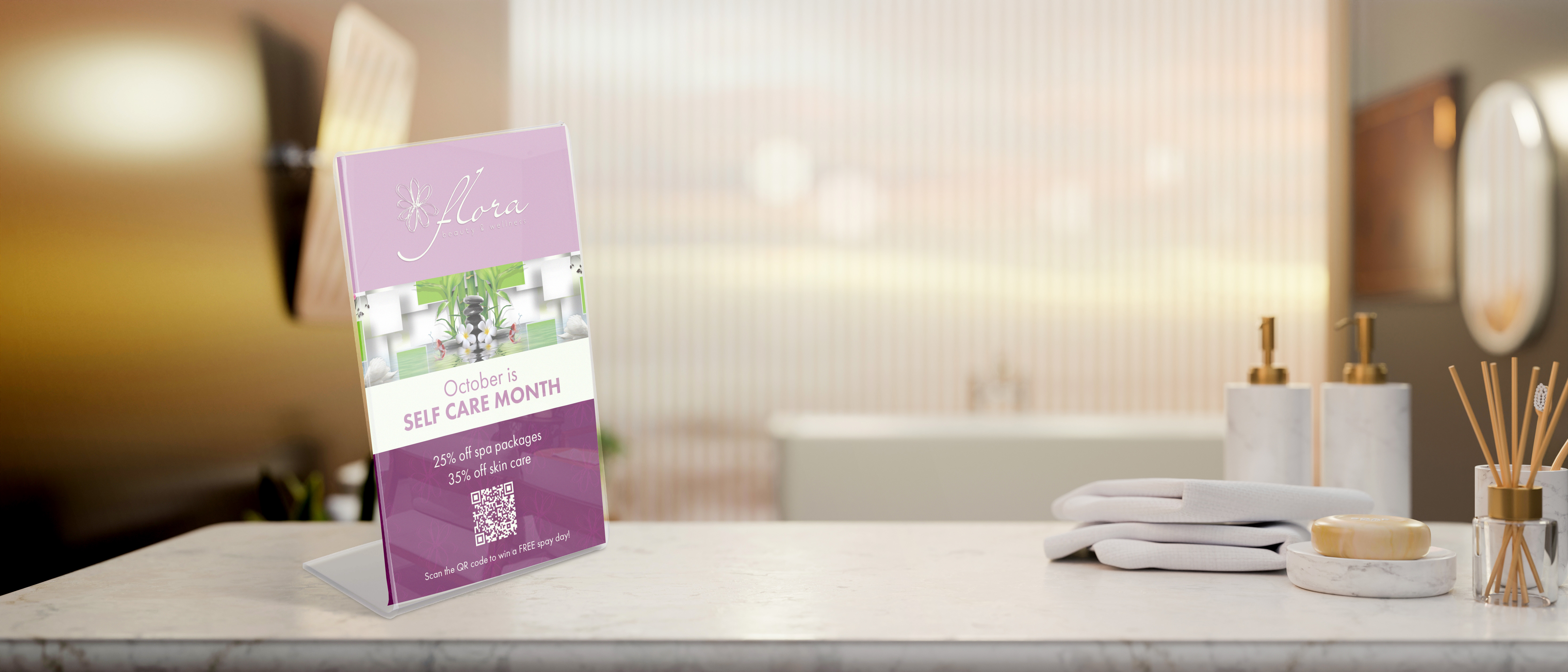 Angled Sign Holder w/ Clear Design Fits 11" x 17" Prints | Displays2Go