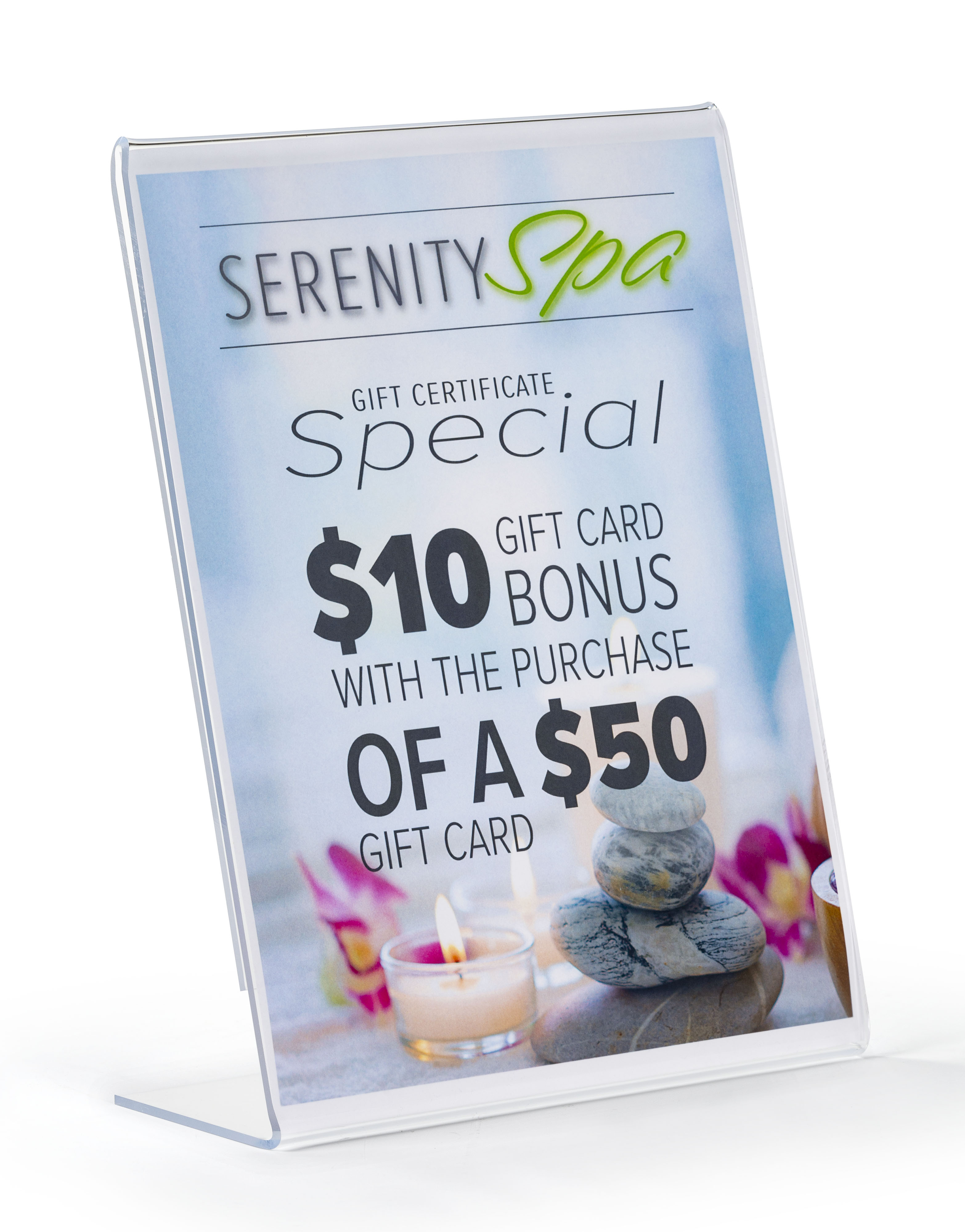 Slant Back Non Glare Acrylic Sign Frame | 8.5" x 11" | Displays2Go