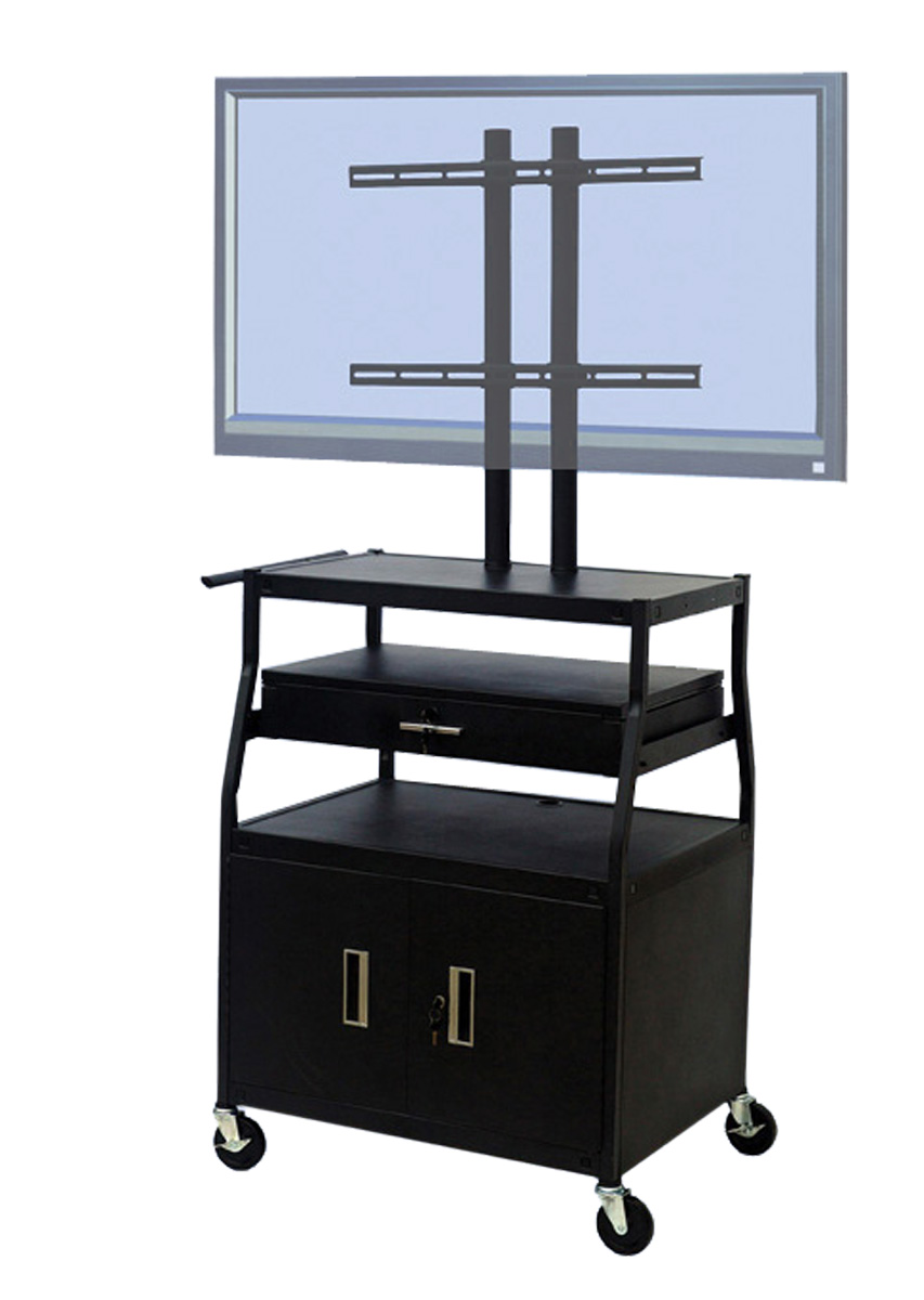 Multimedia Presentation Cart w/ Pull Drawer for Up to 52" TVs | Displays2Go