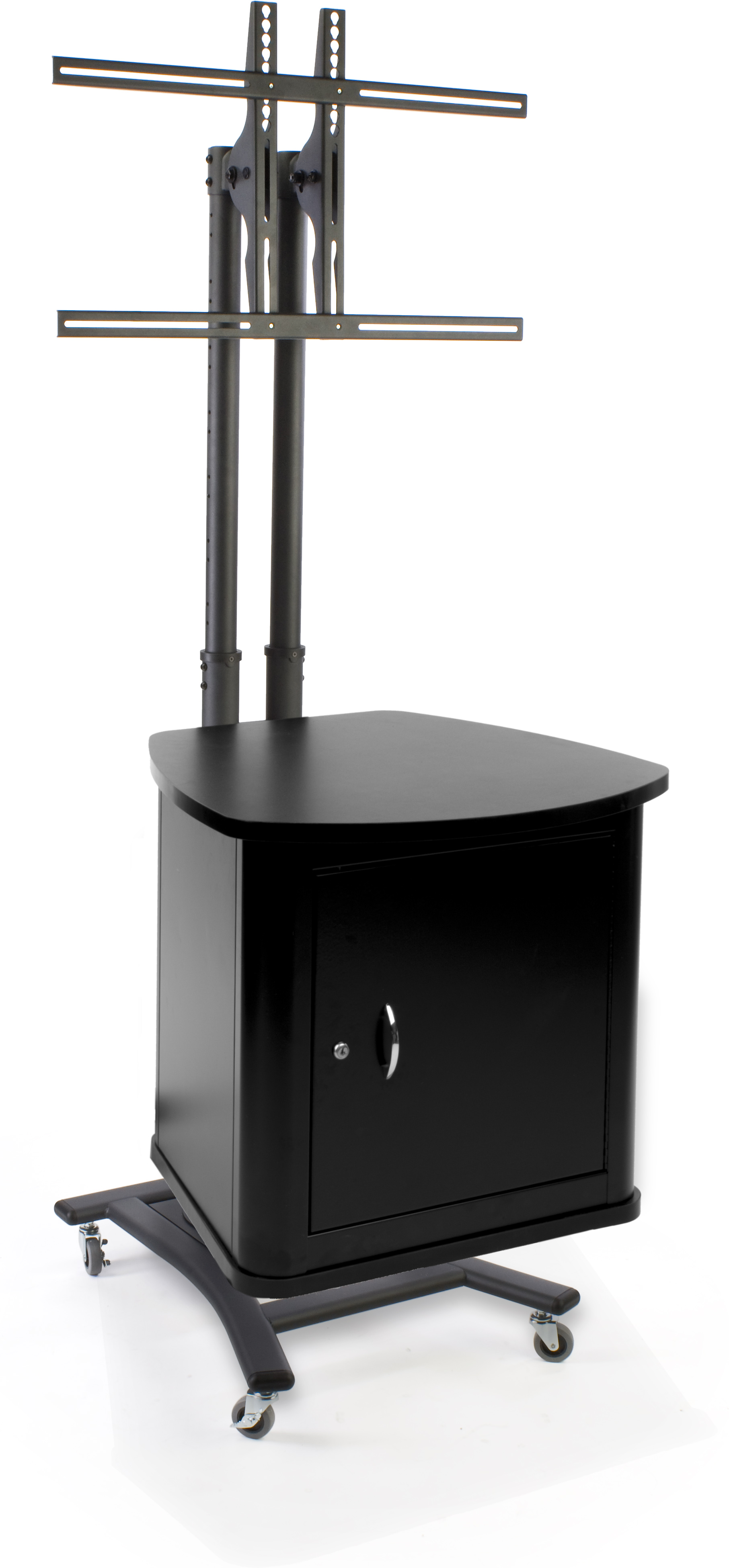 TV Stand with Locking Storage | Portable Cart with Security Cabinet ...