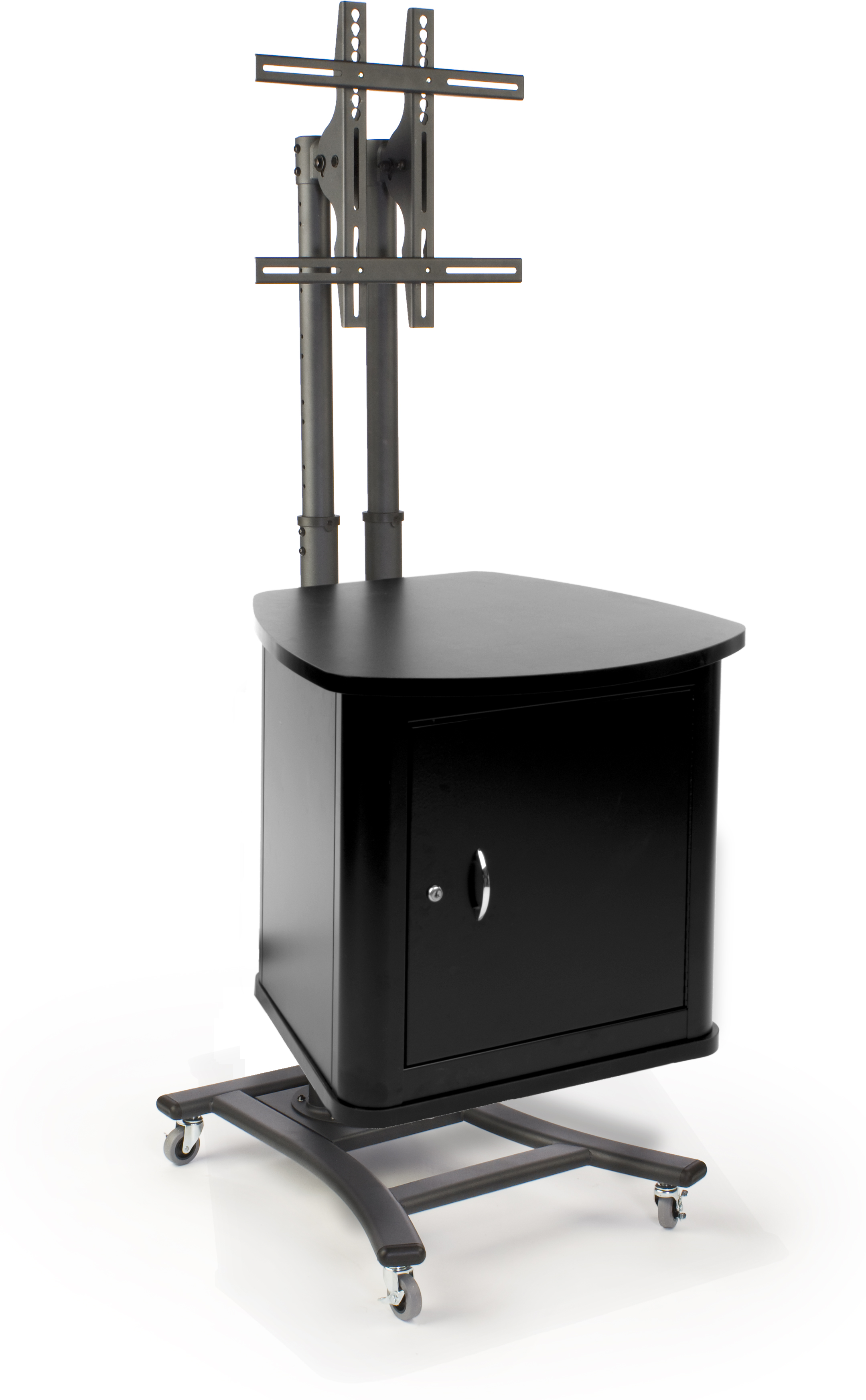 TV Stand with Security Cabinet | Adjustable Mount and Locking Storage ...