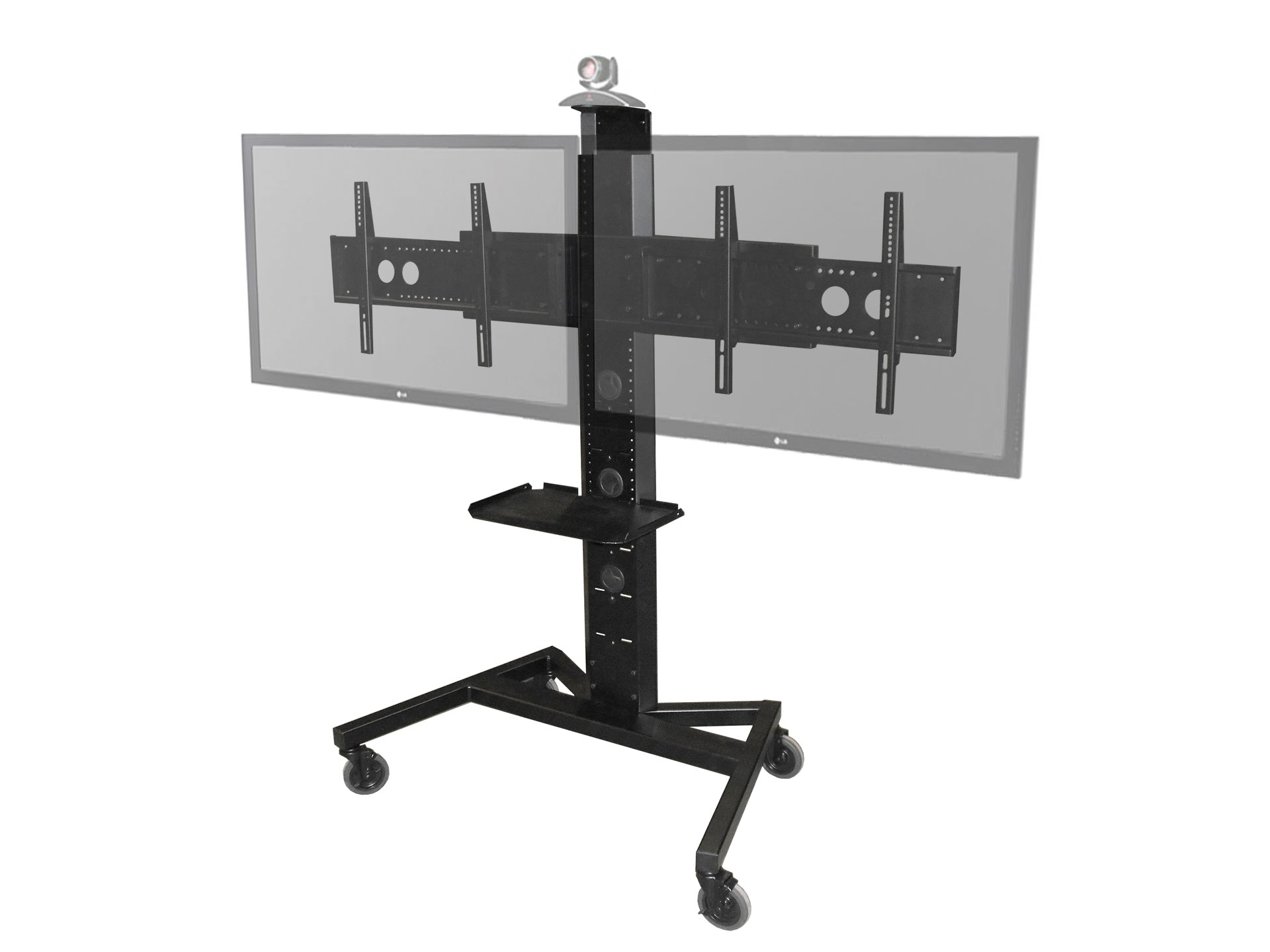 This Video Conferencing Stand Holds Two Monitors. The Camera Shelf ...