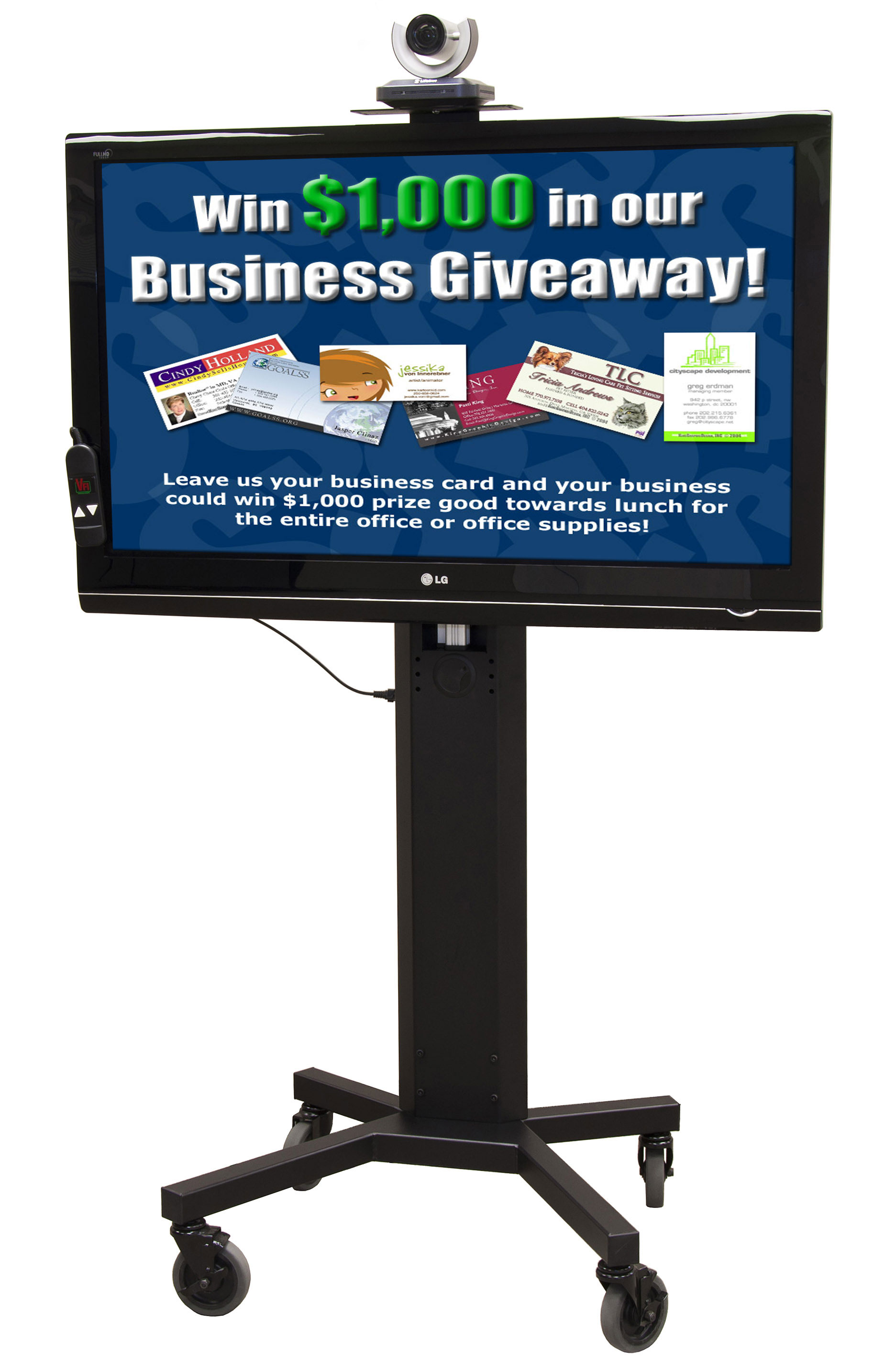 This Video Conference TV Stand is Modern and Sleek. The Black Finish ...