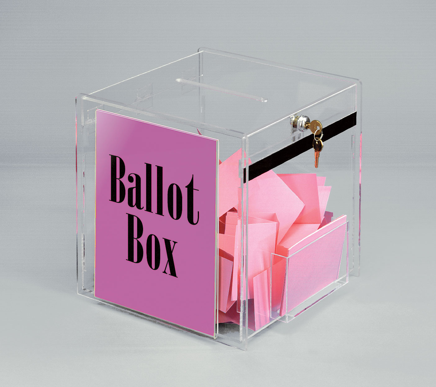 Clear Ballot Box With Signage | Locking Display With Sign Channel ...