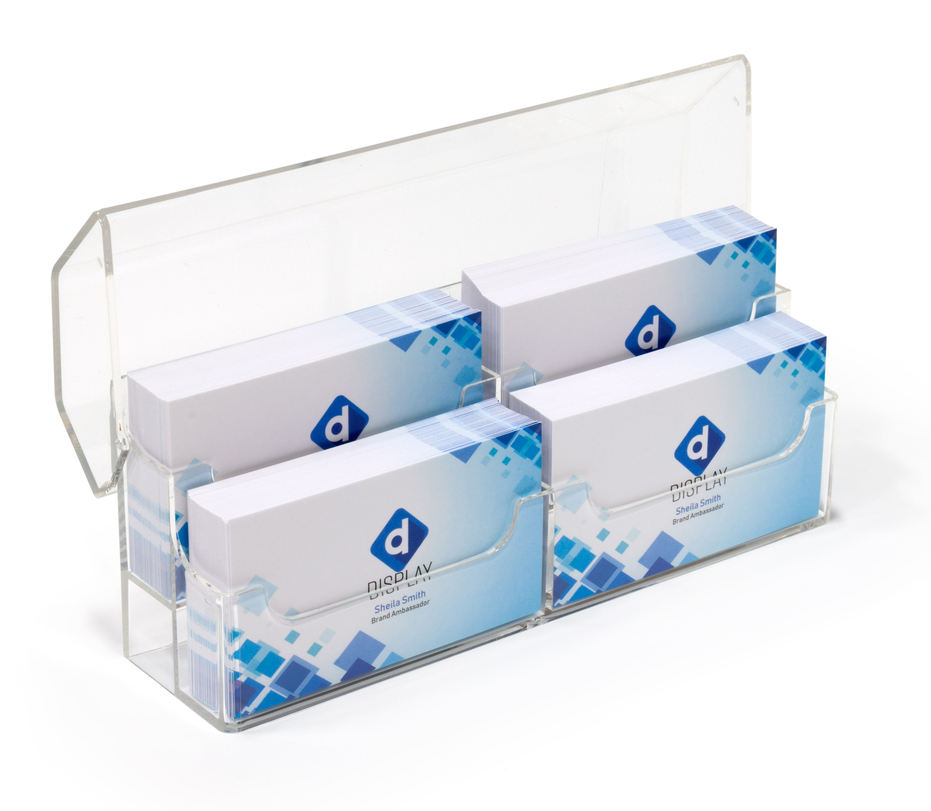 2-Tier Countertop Covered Business Card Holder | Lidded Case | Displays2Go