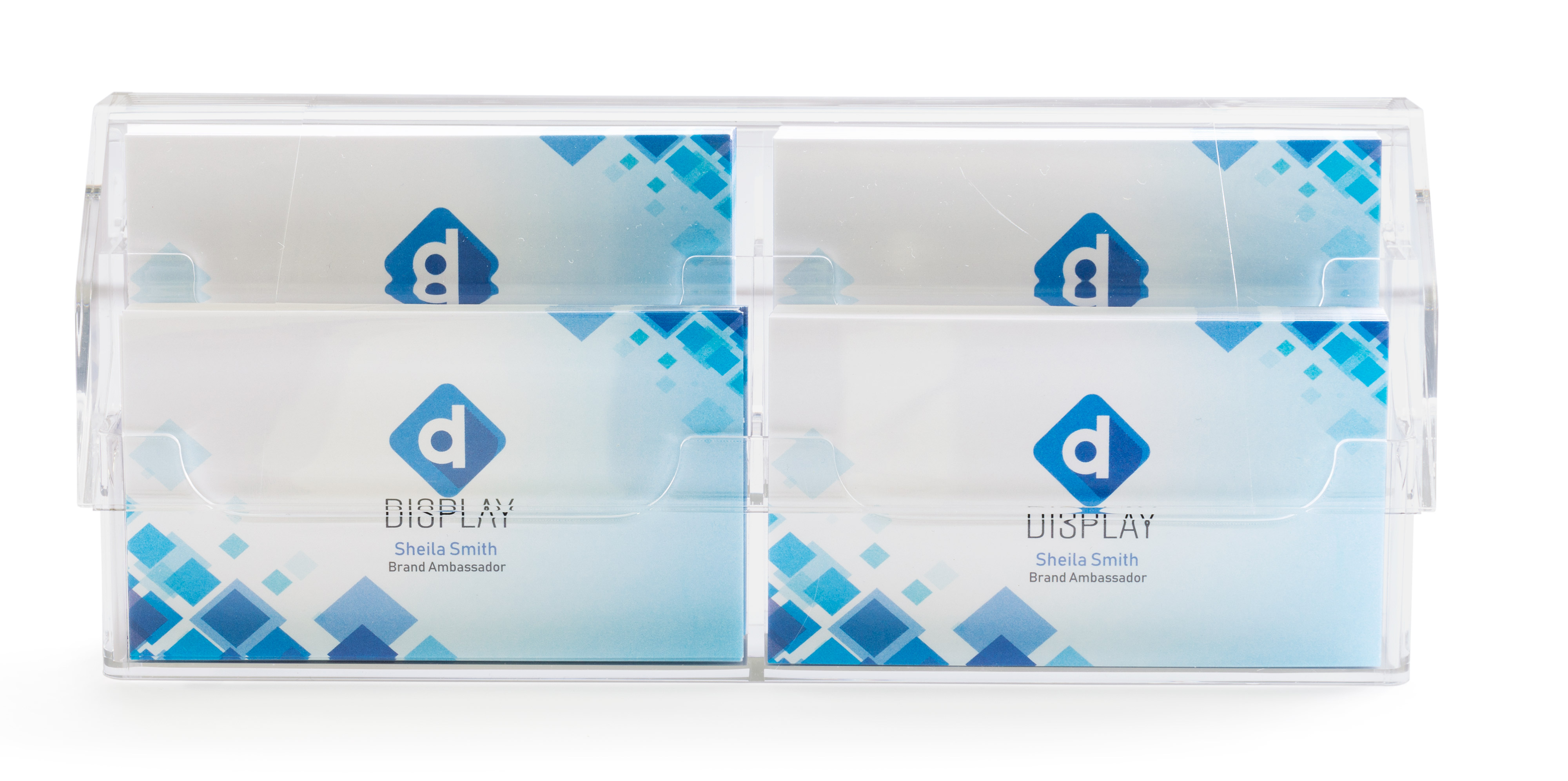 2-Tier Countertop Covered Business Card Holder | Lidded Case | Displays2Go