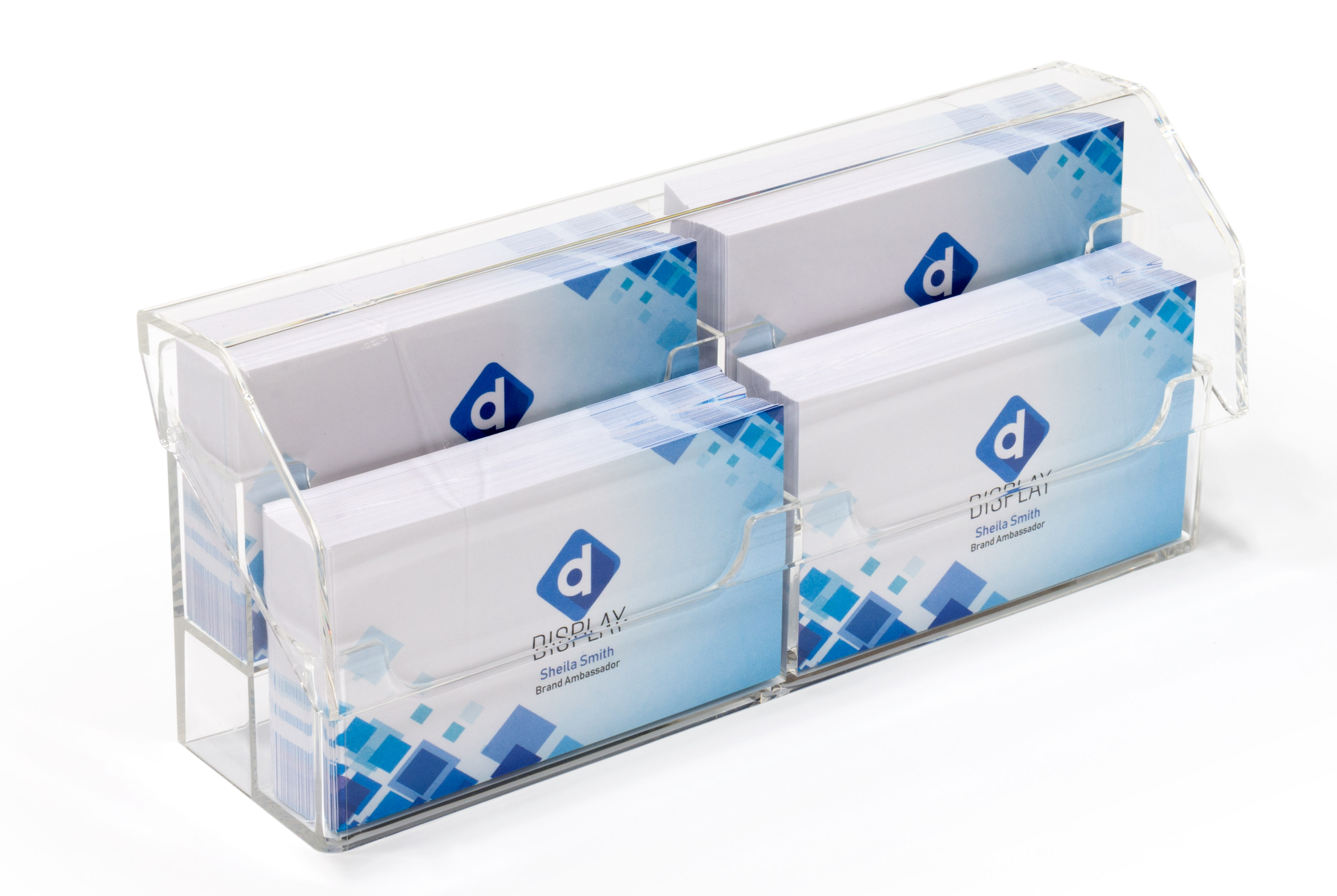 2-Tier Countertop Covered Business Card Holder | Lidded Case | Displays2Go
