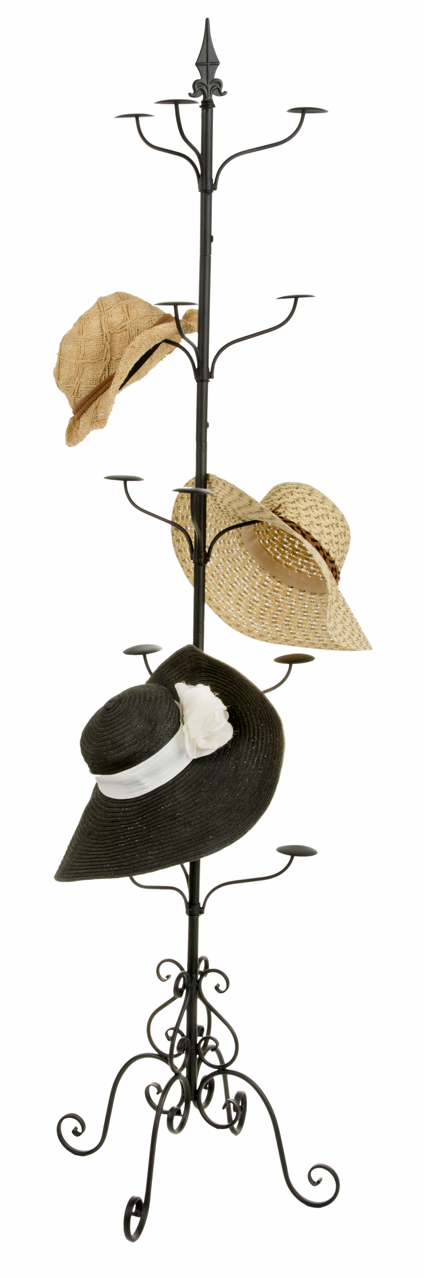 Wrought Iron Hat Rack | 5 Tiers & Rotating Hooks | Displays2Go