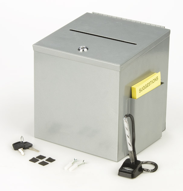 Metal Ballot Box | Brushed Silver Finish & Keyed Lock