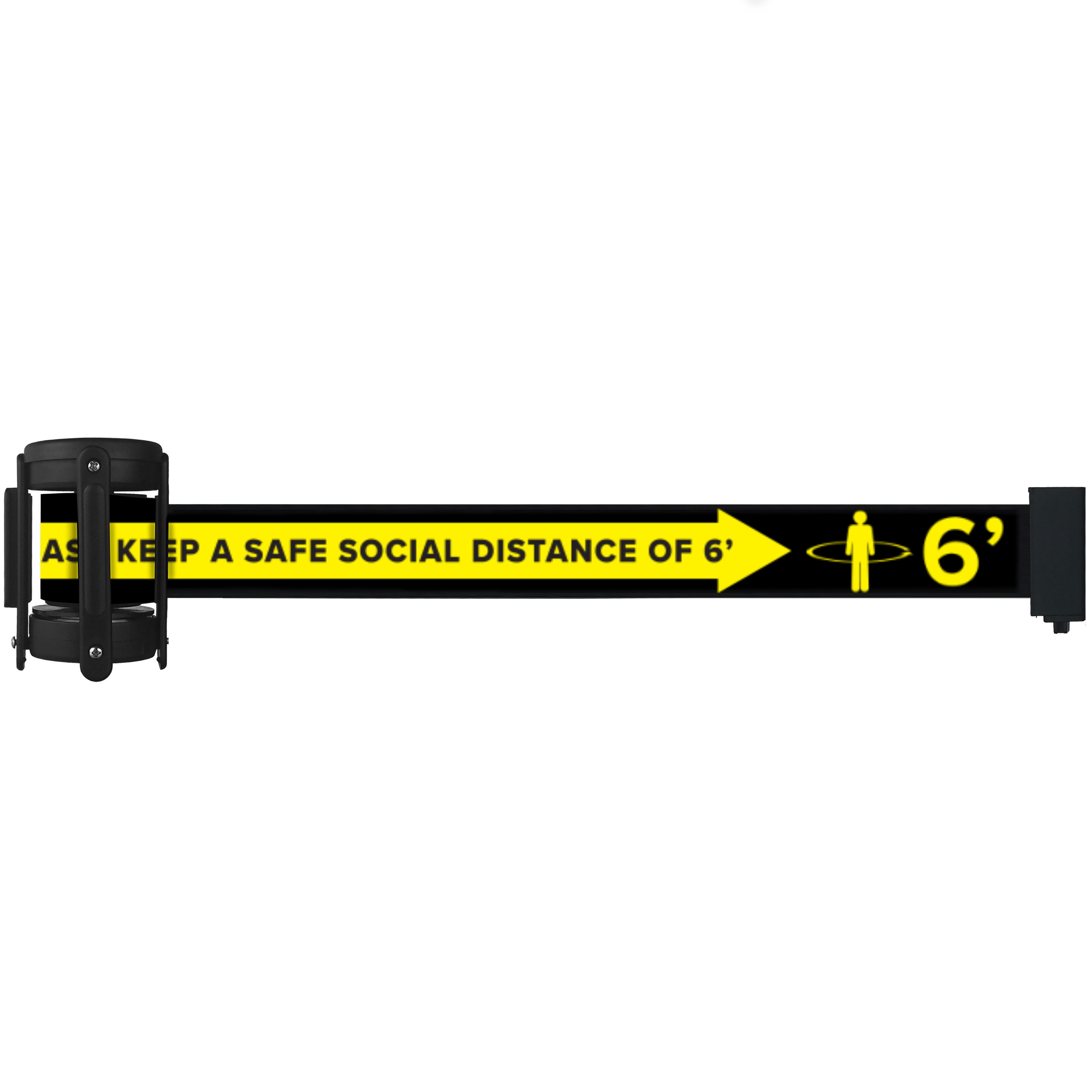 Social Distance Stanchion Belt Barrier | 6.5' Pre-Printed Band