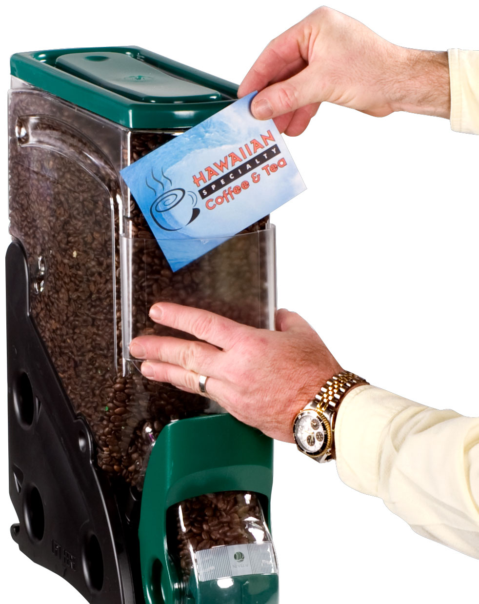 3-Gallon Gravity Candy Dispenser - Green Lid & Handle | Displays2Go