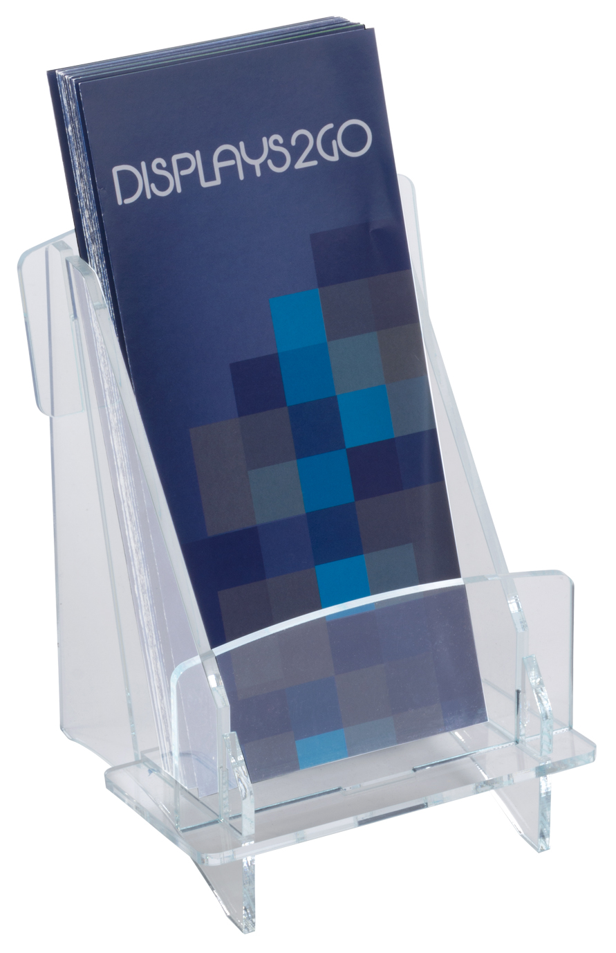 Clear Acrylic Brochure Tray | 4” Wide Pocket | Displays2Go