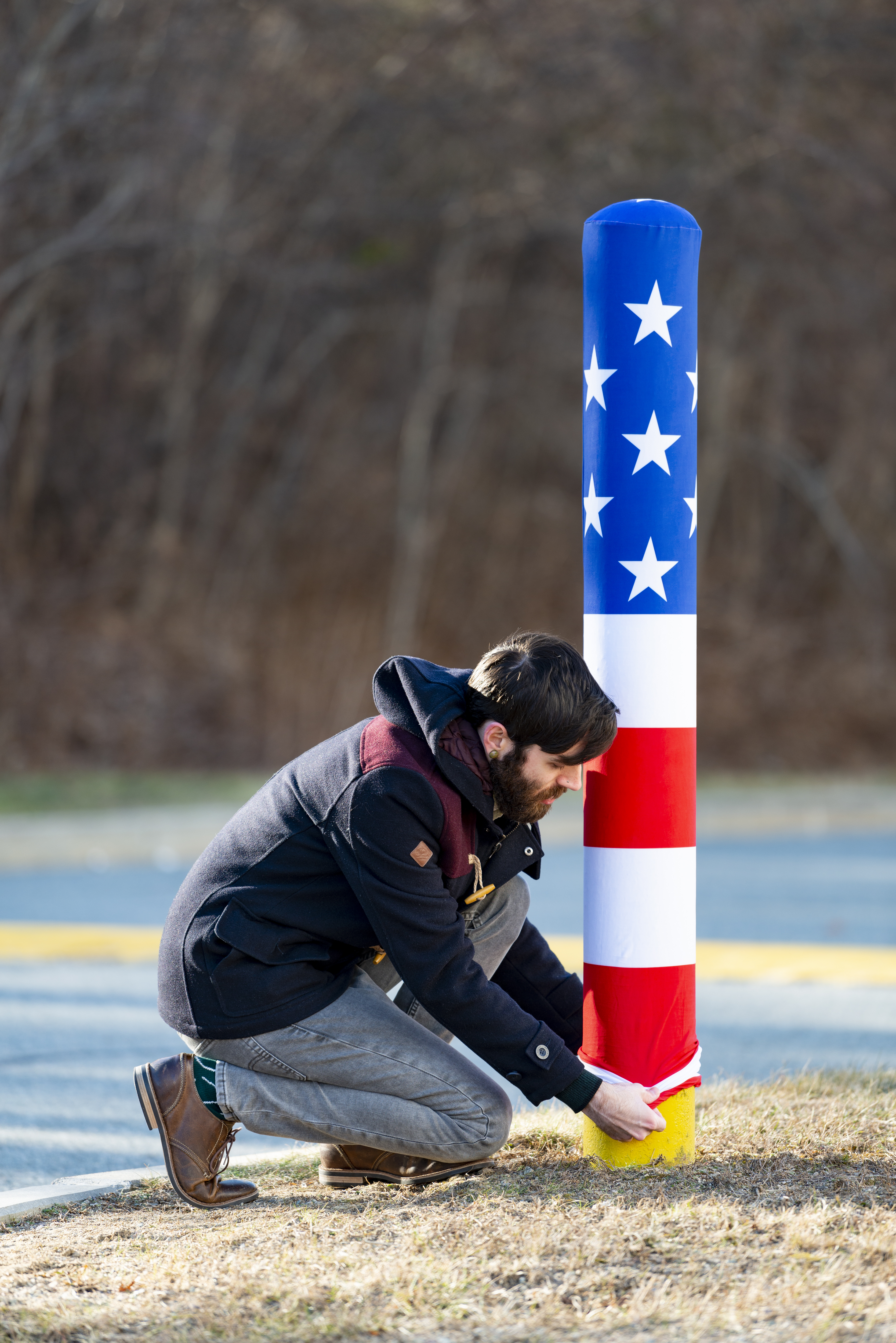 American Flag Decorative Bollard Sleeve | Polyester Stretch Wrap ...