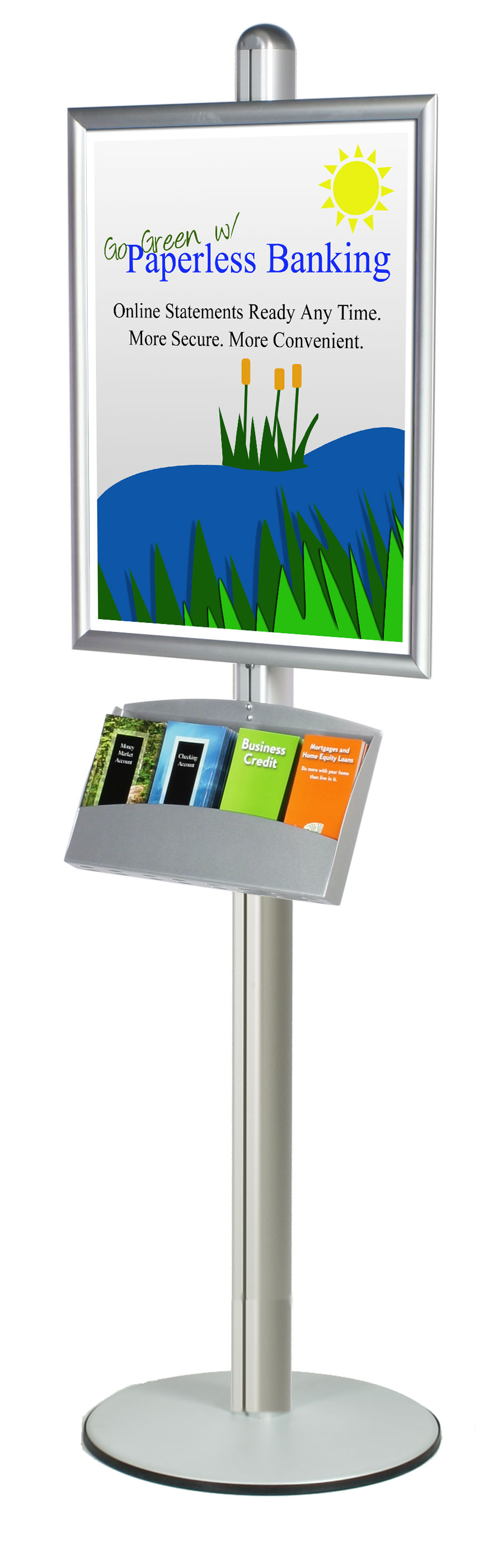 Pedestal Stand w/ 22" x 28" Snap Poster Frame & Literature Holder ...