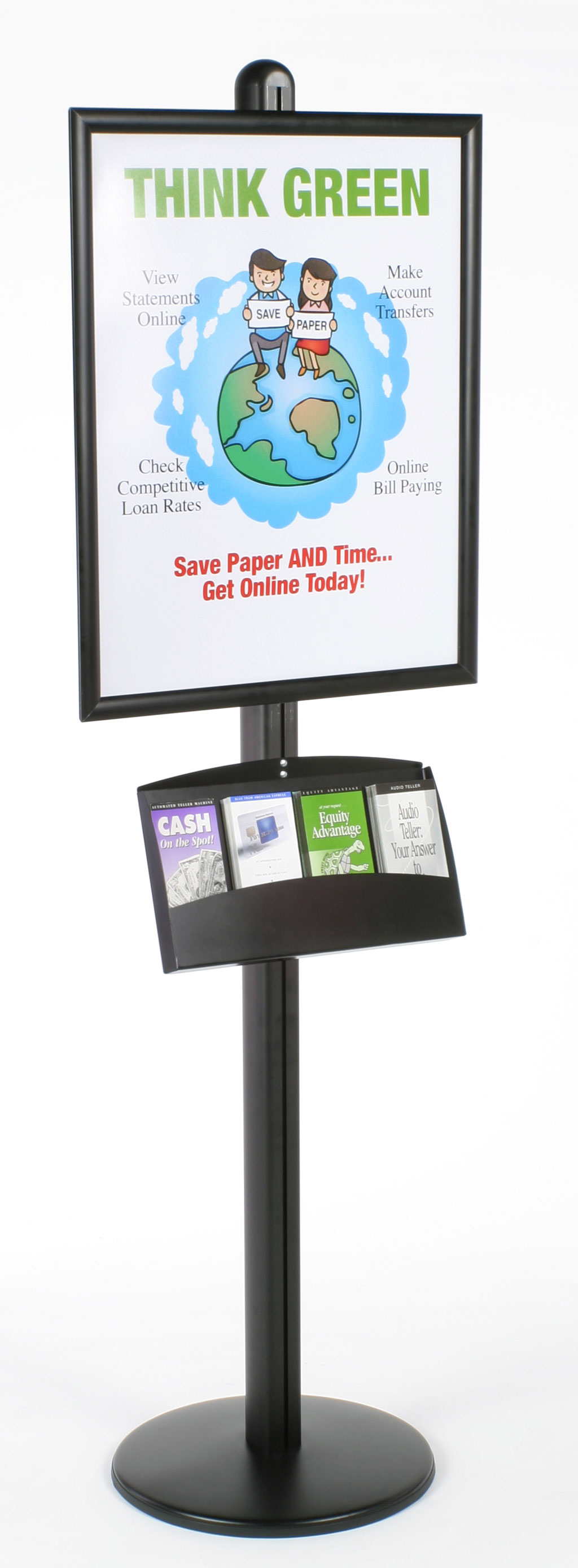 Lobby Display | 22 x 28 Snap Open Frame w/ 4-Pocket Brochure Tray ...