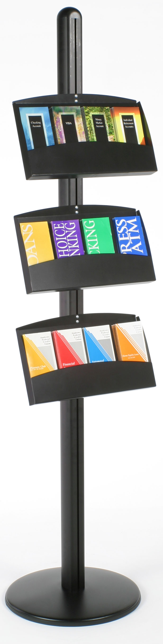 Leaflet Display Stand | 3-Tiered Brochure Holder w/ 4 Trays | Displays2Go
