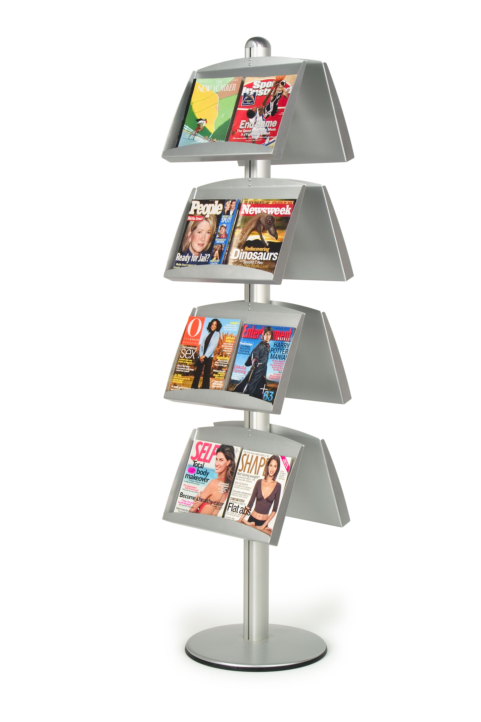 Double-Sided Literature Display Stand w/ 8 Metal Pockets | Displays2go