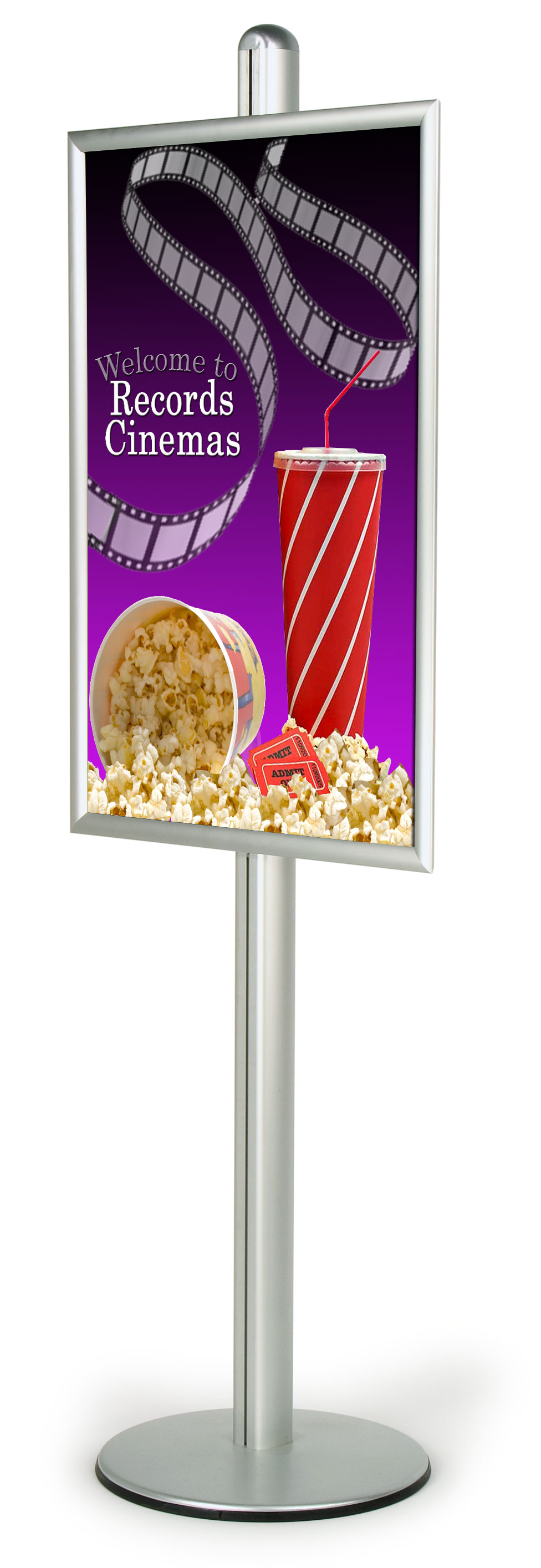 Large Display Stand | Silver 24 x 36 Poster Frame w/ Round Base ...